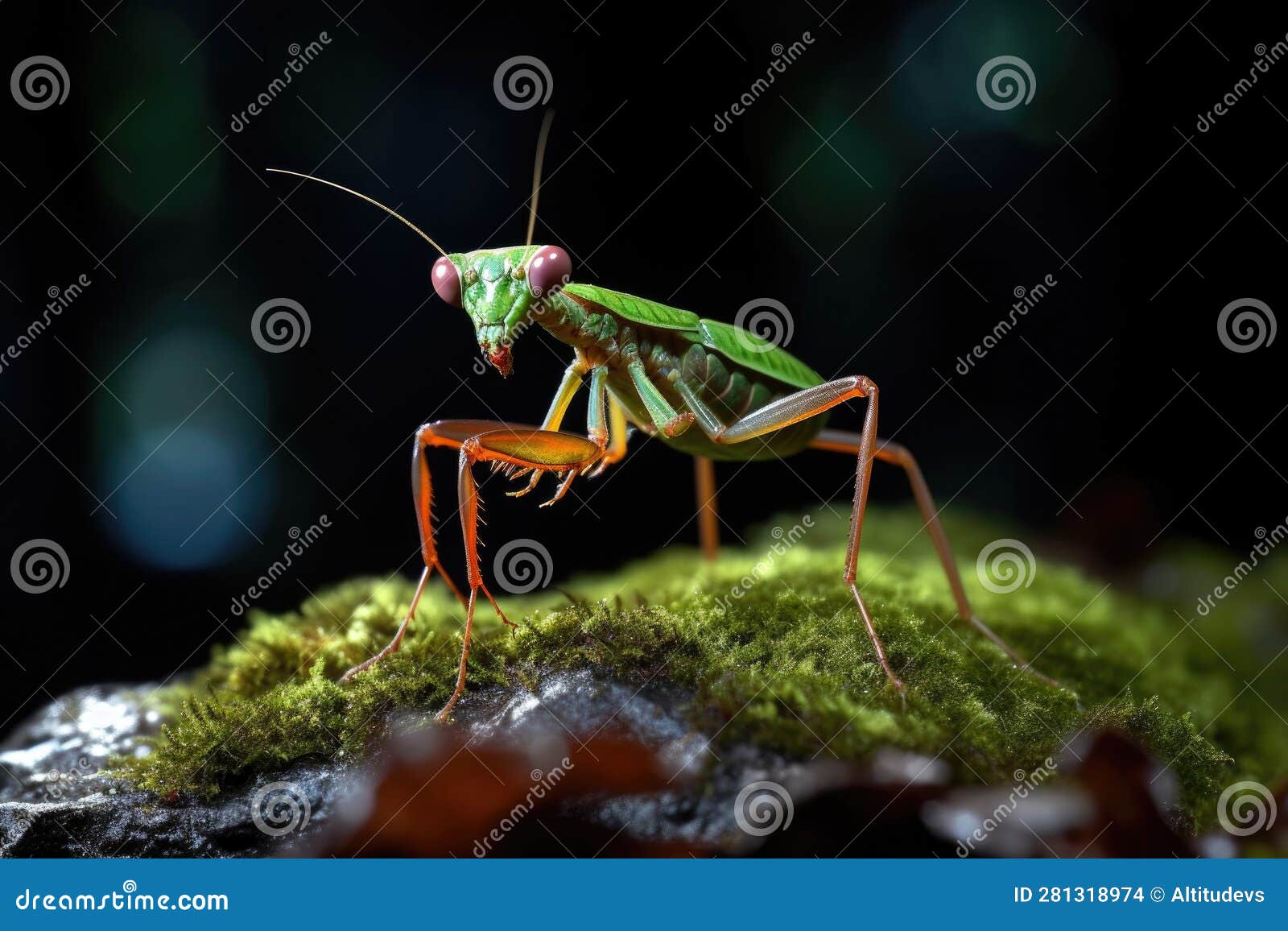 Praying Mantis in a Striking Hunting Pose Stock Illustration ...