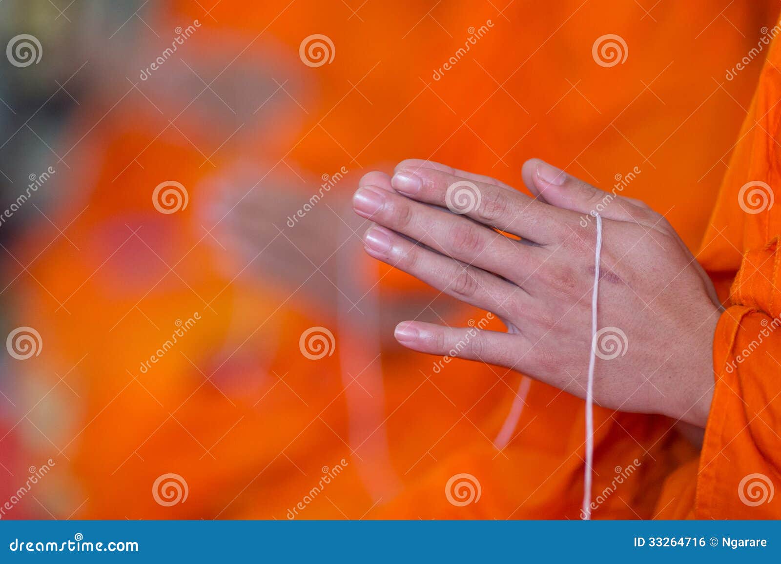 Praying monk hand stock photo. Image of rope, string - 33264716
