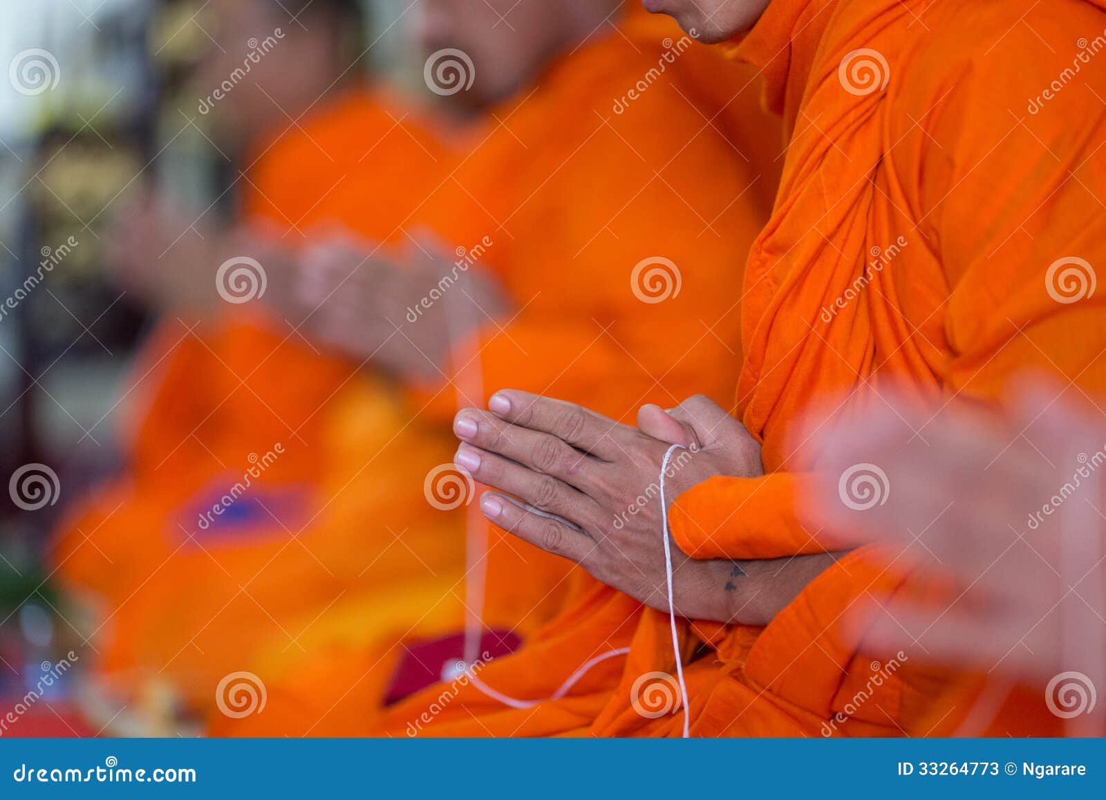 Praying monk hand stock image. Image of pray, rope, hand - 33264773