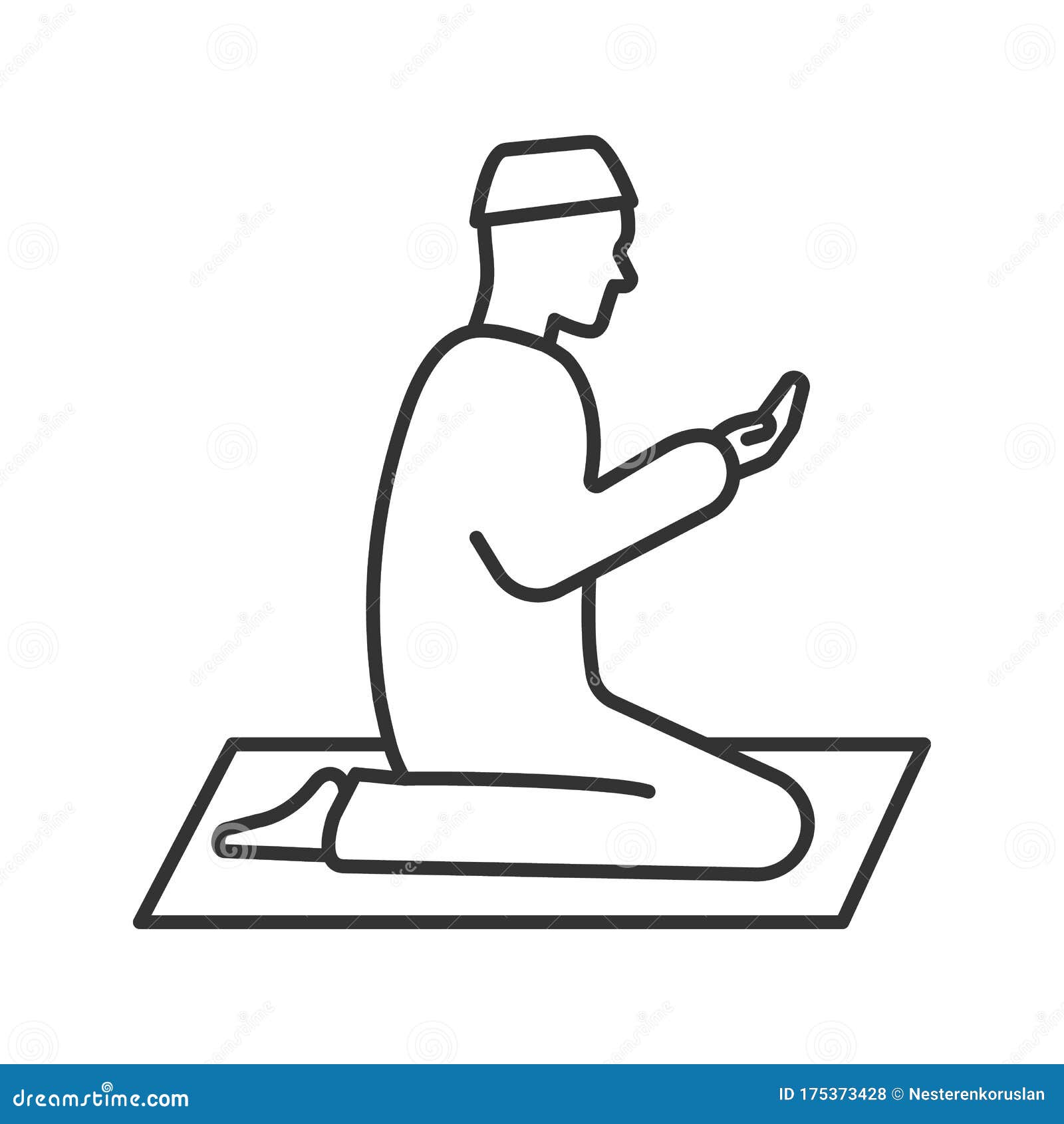 Praying Muslim Man Linear Icon Stock Vector - Illustration of hajj ... Praying Muslim Man Linear Icon Stock Vector - Illustration of hajj ...