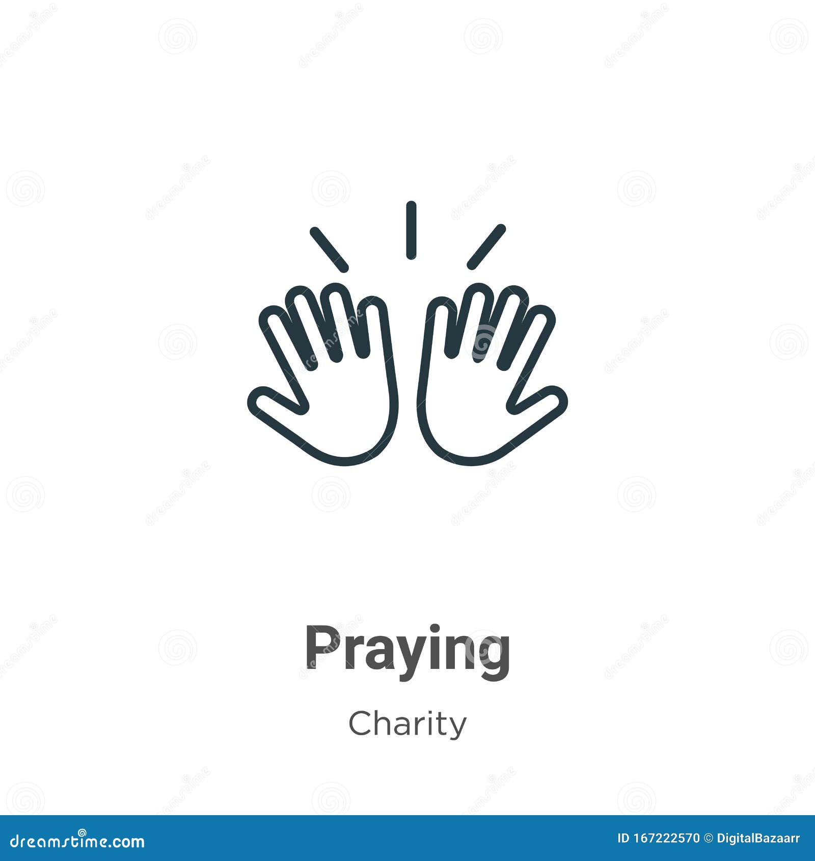 Praying Outline Vector Icon. Thin Line Black Praying Icon, Flat Vector ...