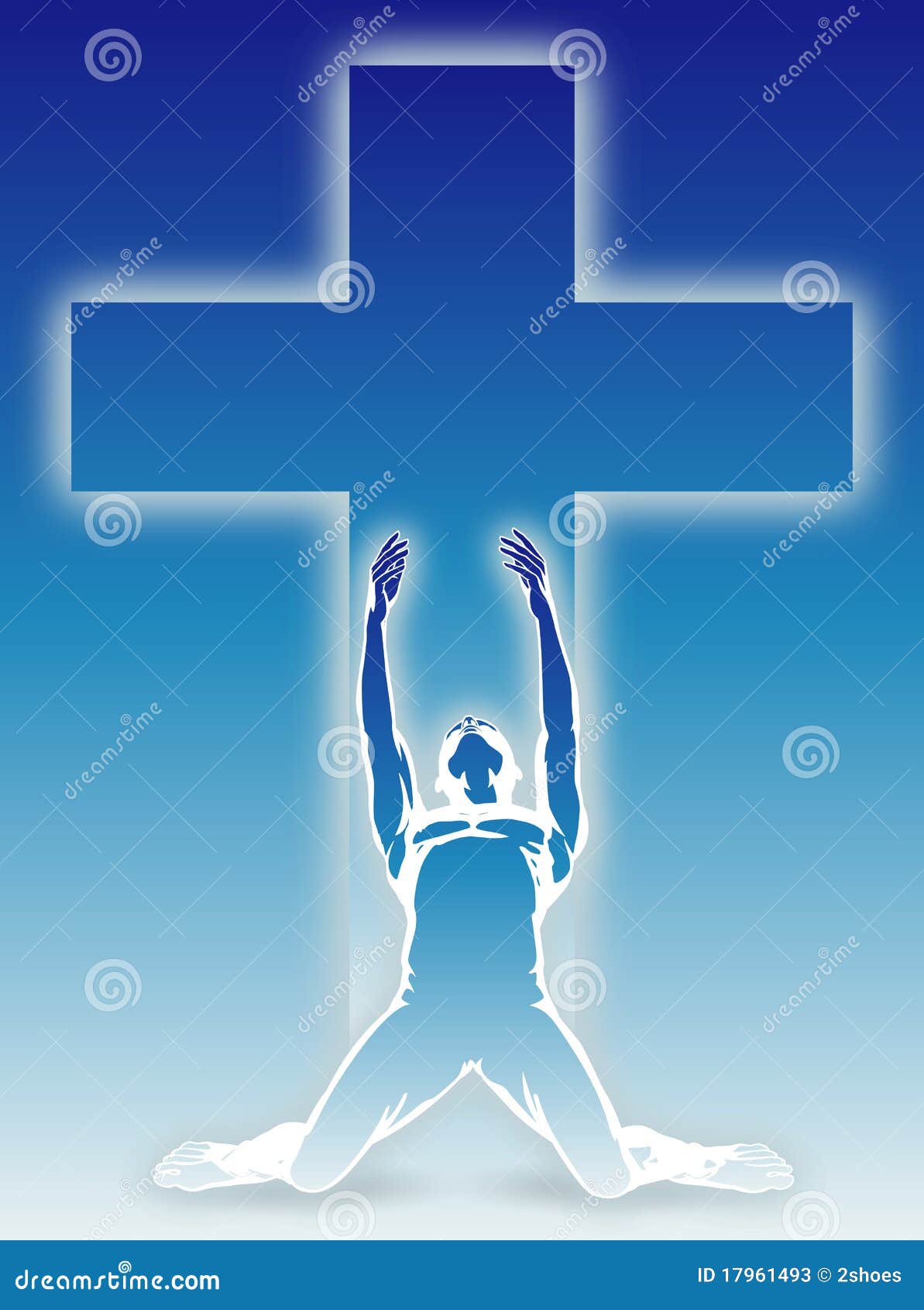 Praying sob uma cruz ilustração do vetor. Ilustração de respire - 17961493