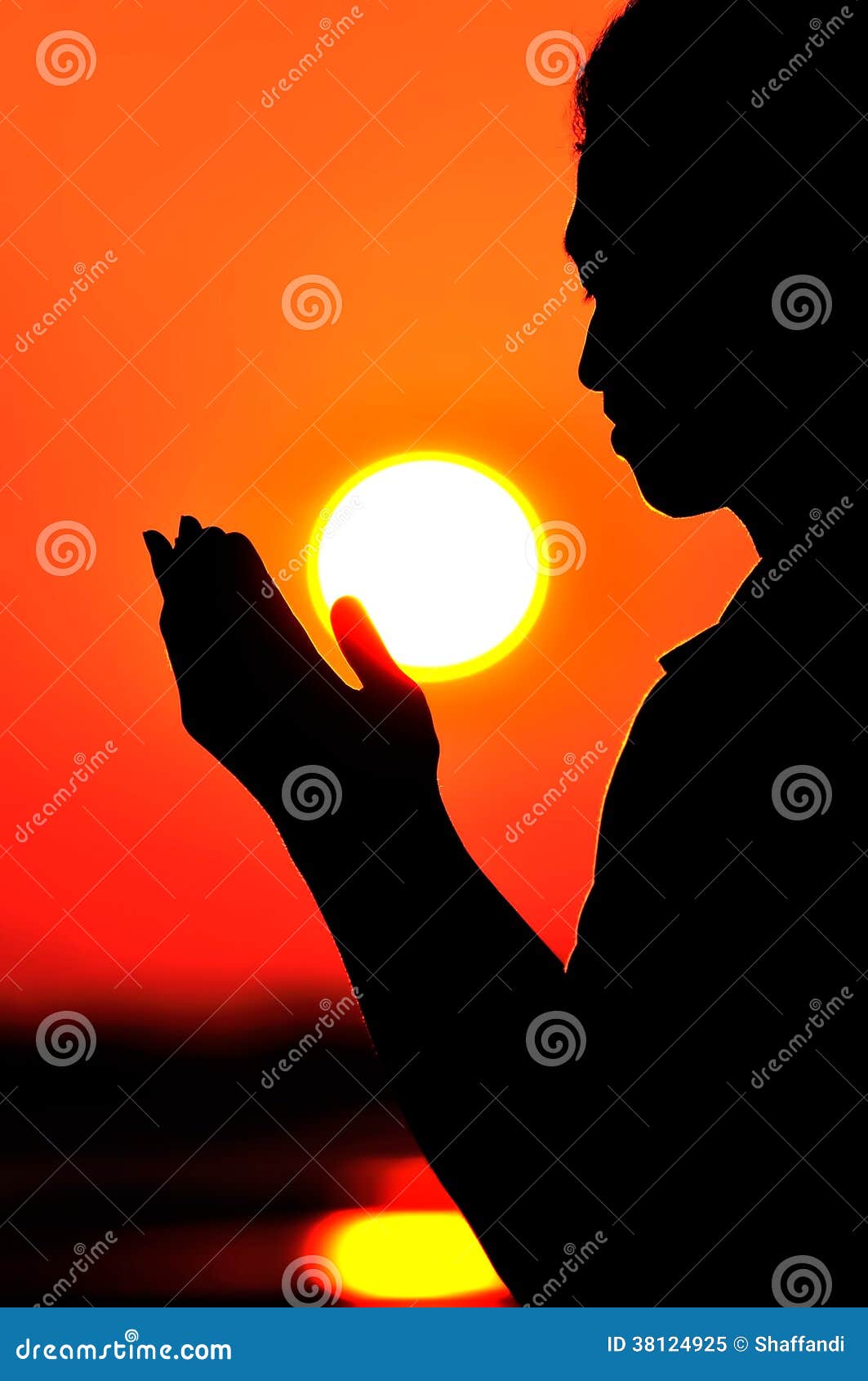 Praying at sunset stock image. Image of hand, devout - 38124925