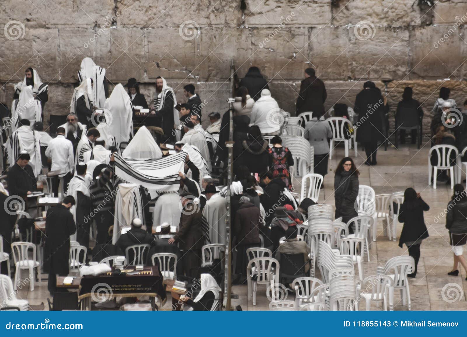 Those Praying at the Wall Crying in Jerusalem. a Solitary Orthod ...