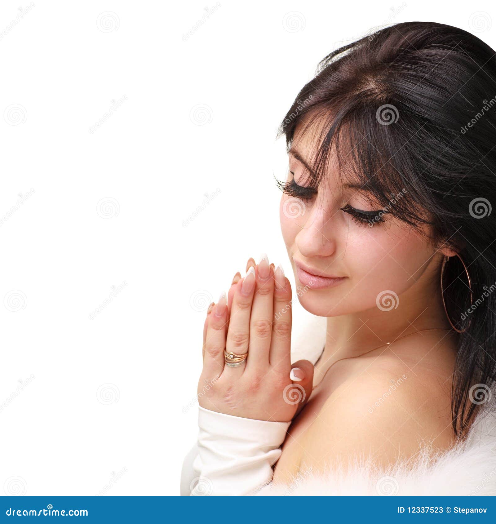 Praying woman stock image. Image of person, white, elegant - 12337523
