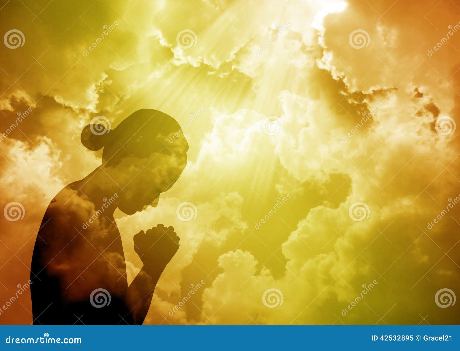 Praying woman stock illustration. Illustration of asking - 42532895