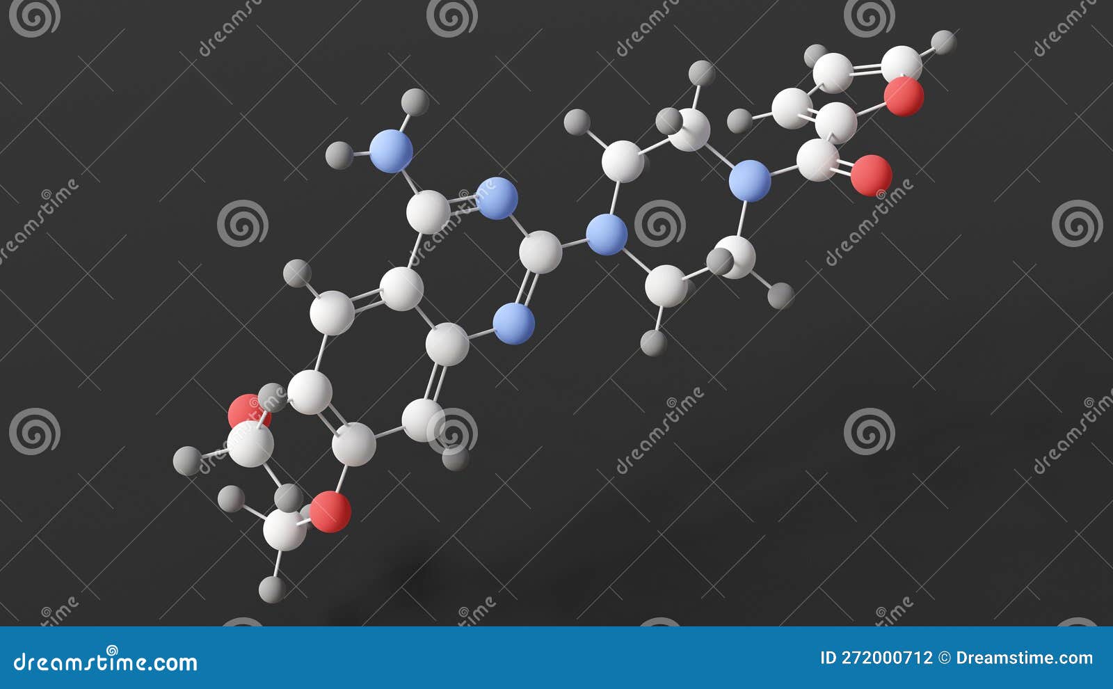 Prazosin Molecule, Molecular Structure, Alpha-adrenergic Blocking ...