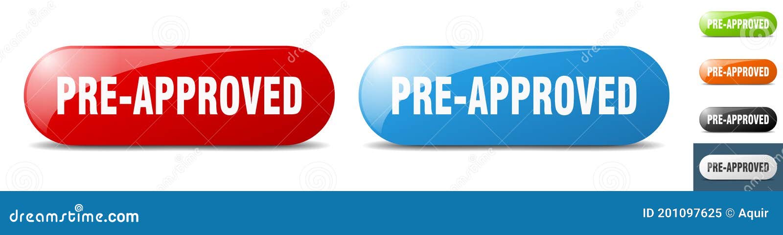 Pre-approved Button. Key. Sign. Push Button Set Stock Vector ...