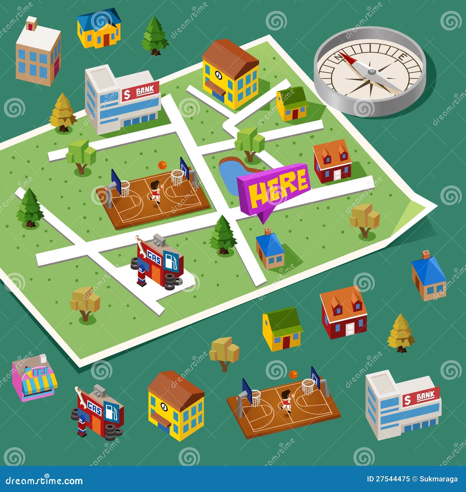 Pre assembled Isometic Map stock vector. Illustration of direction ...