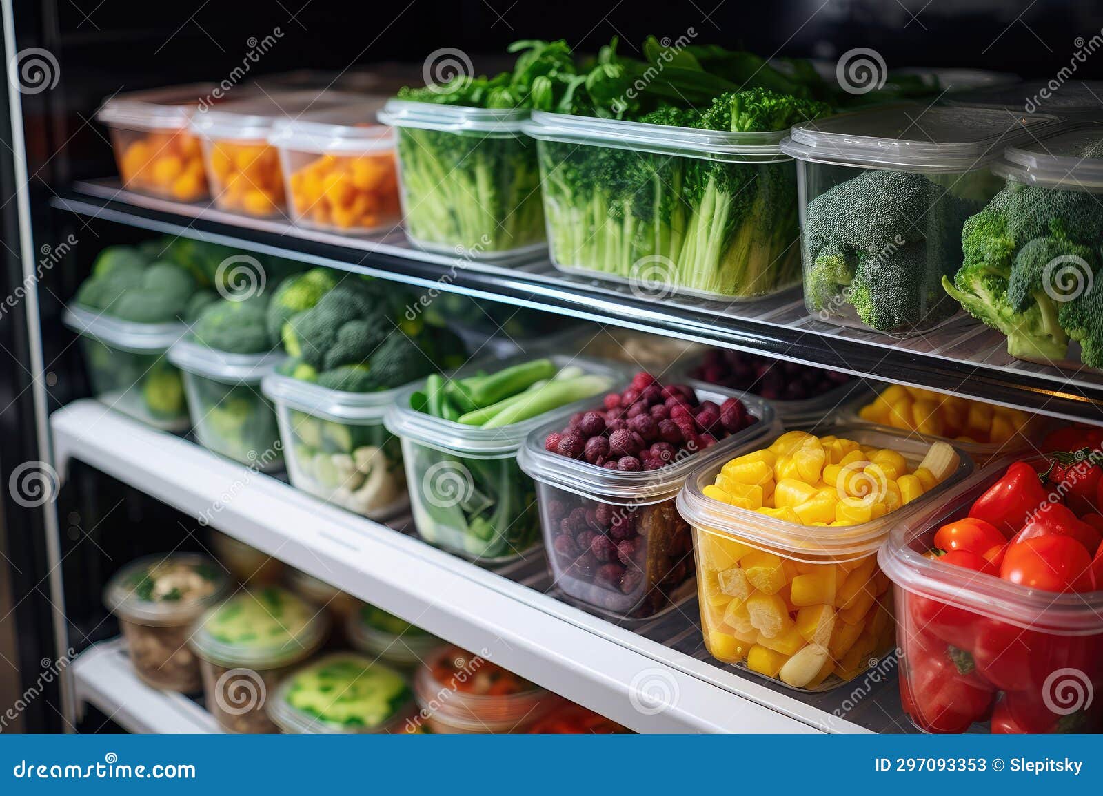 Pre-cooked Vegetables in Reusable Box Containers in the Fridge Stock ...