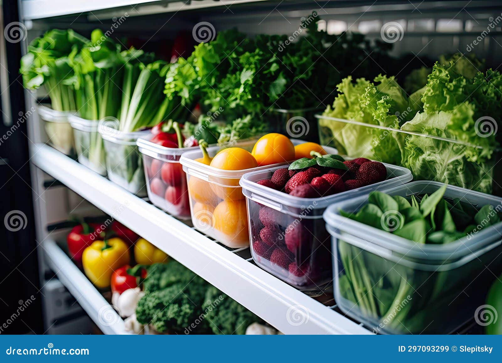 Pre-cooked Vegetables in Reusable Box Containers in the Fridge Stock ...