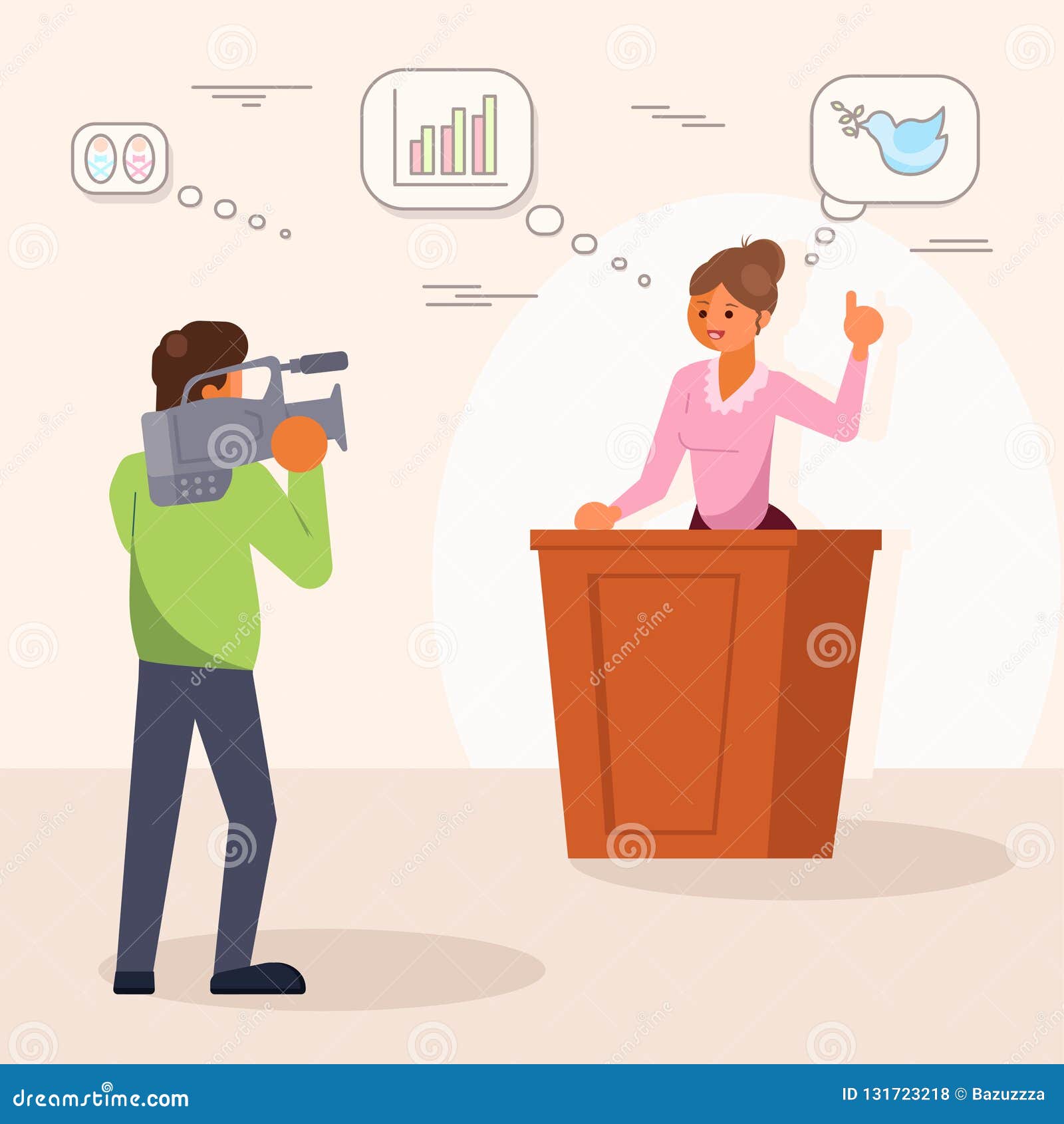 Pre-election Campaign Concept Vector Flat Style Illustration Stock ...