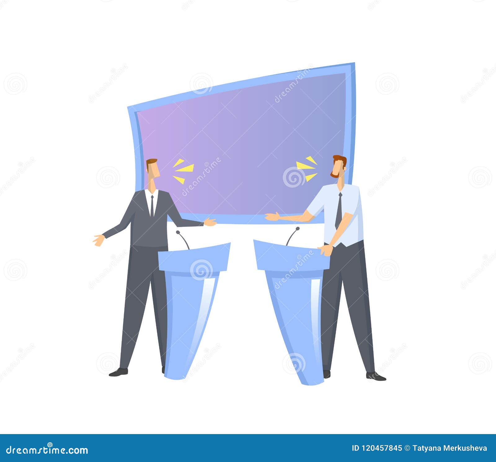 Pre-election Debate. Two Candidates Having an Argument in Studio with ...