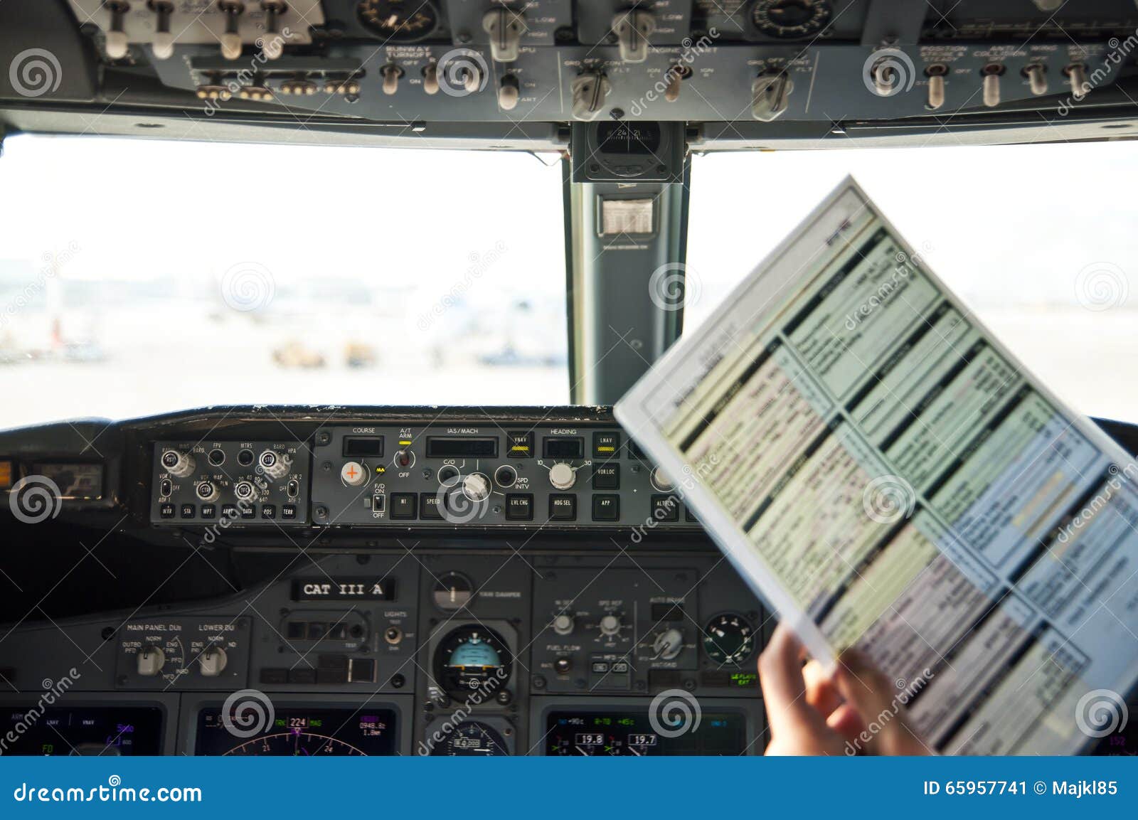 Pre-flight Checklist at Flight Deck Stock Image - Image of deck, flight ...