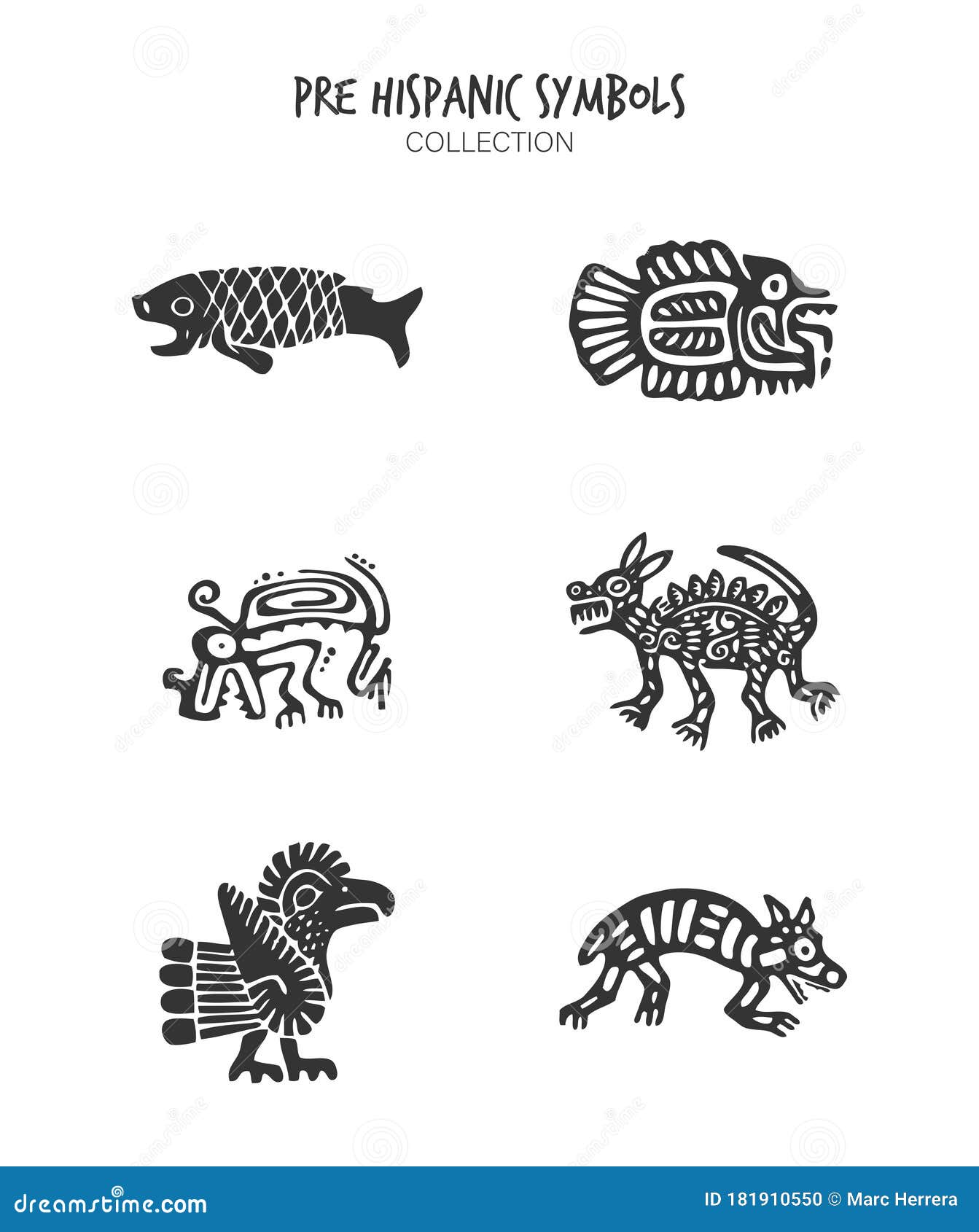 Pre Hispanic Icons Collection Set Cartoon Vector | CartoonDealer.com ...