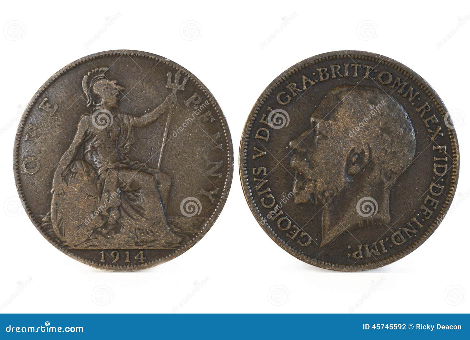 Pre Inglese Penny Coin Di Decimalisation Fotografia Stock - Immagine di ...