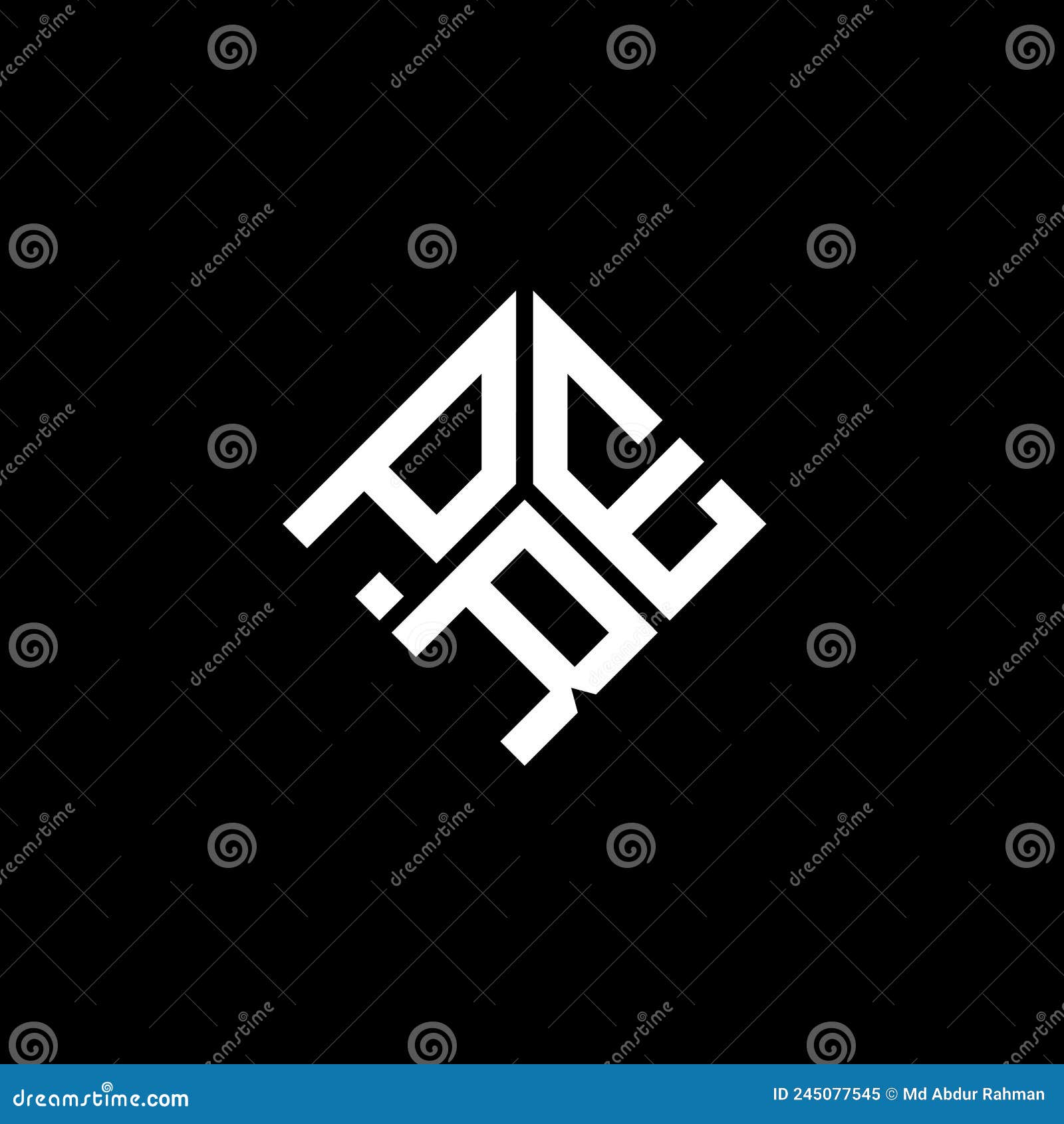 PRE Letter Logo Design on Black Background. PRE Creative Initials ...