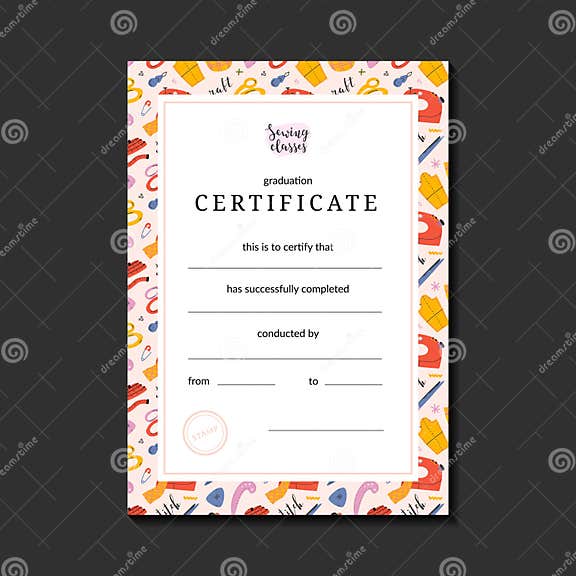 Pre-made Certificate for Sewing or Crafts School, Classes or Workshop ...