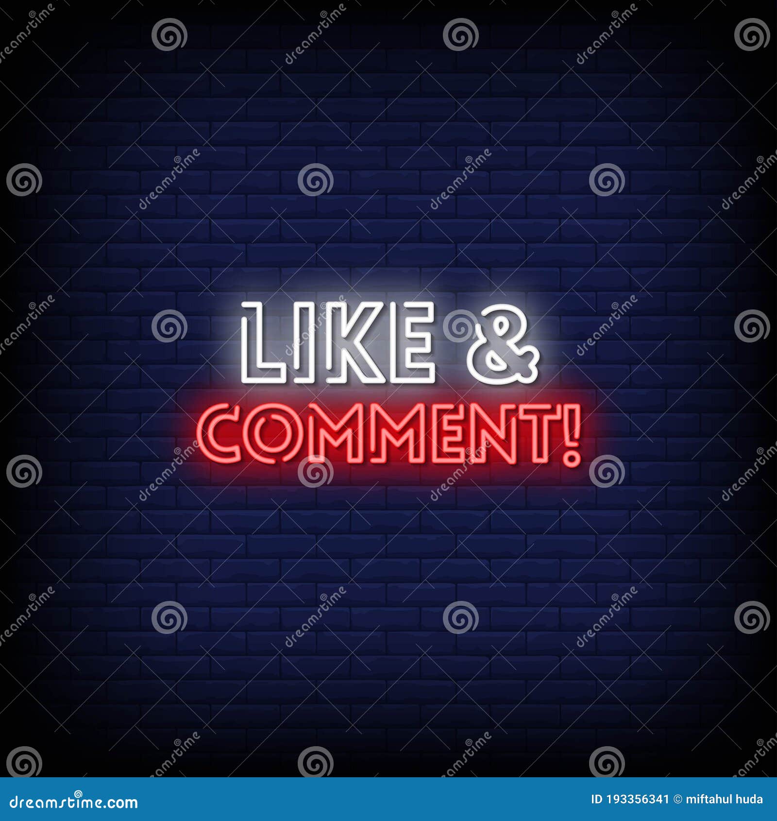 Like and Comment Neon Signs Style Text Vector Stock Vector ...