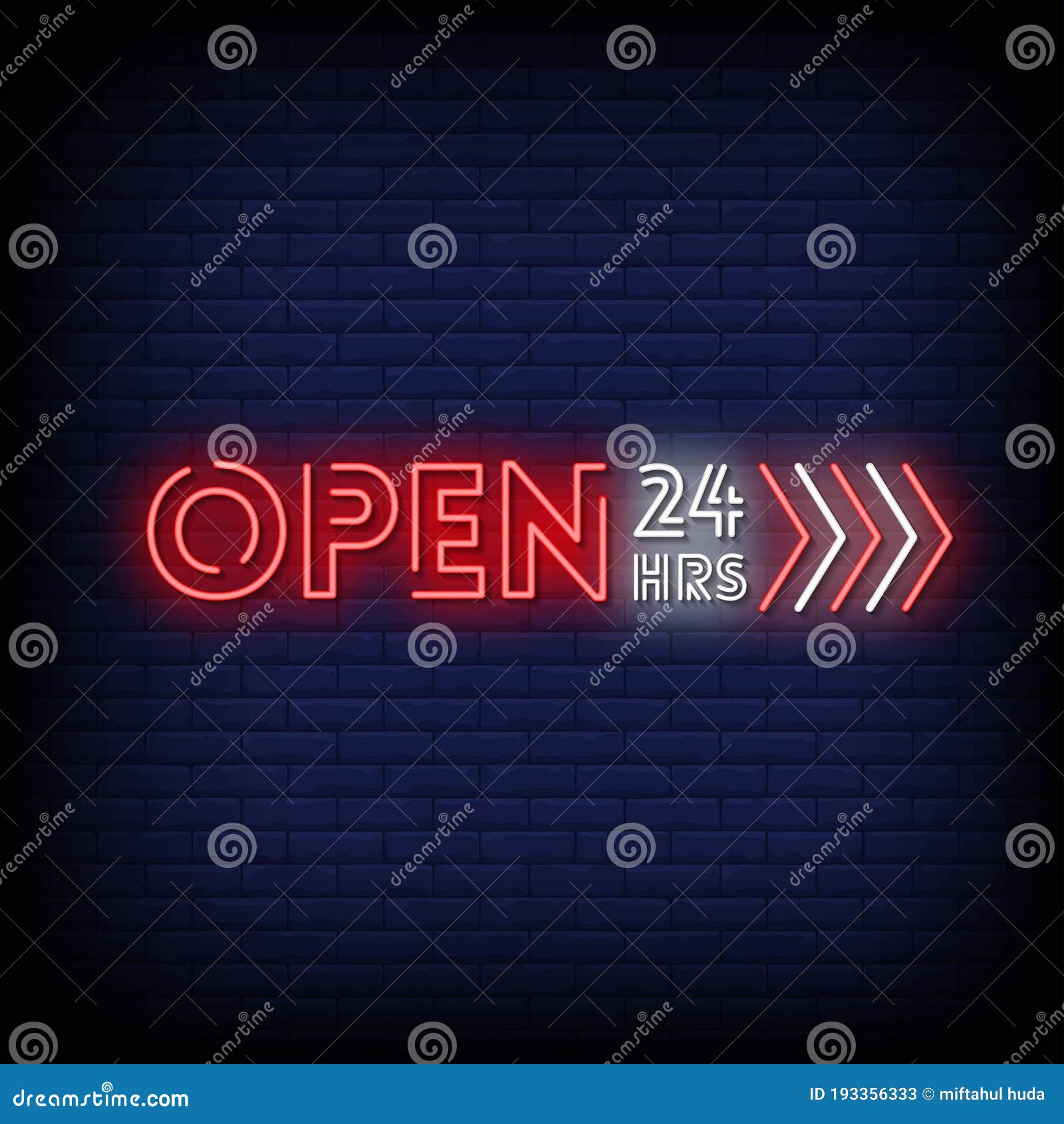 Open 24 Hours Neon Signs Style Text Vector Stock Vector - Illustration ...