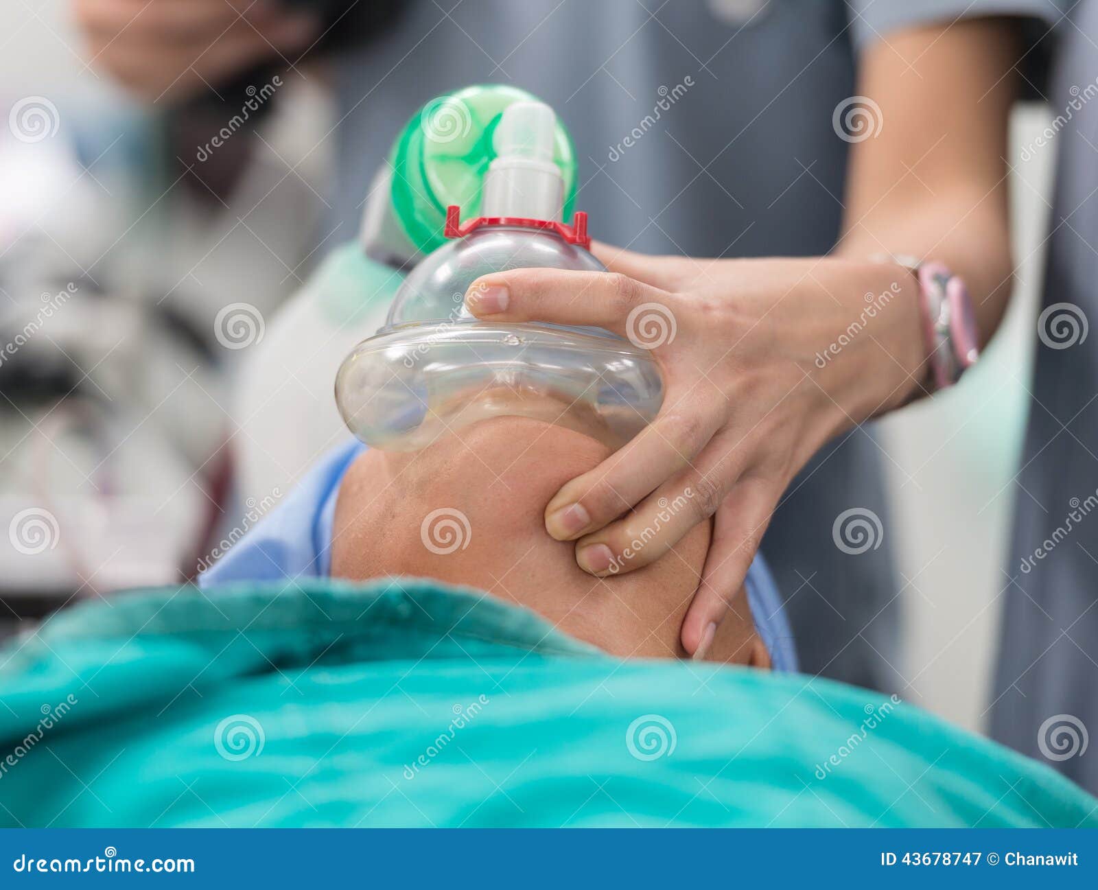 Pre Oxygenation Chin Lift Position with Holding Oxygen Mask Stock Image ...
