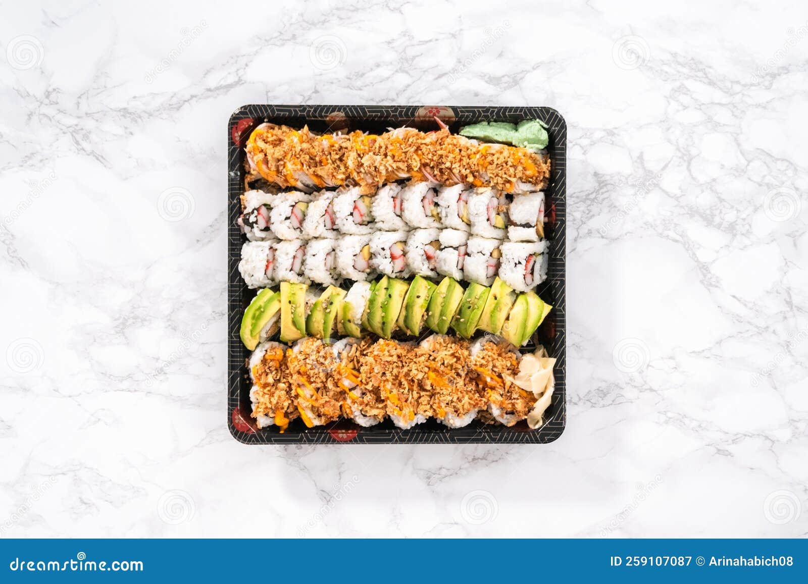 Pre-packaged sushi stock image. Image of overhead, organic - 259107087
