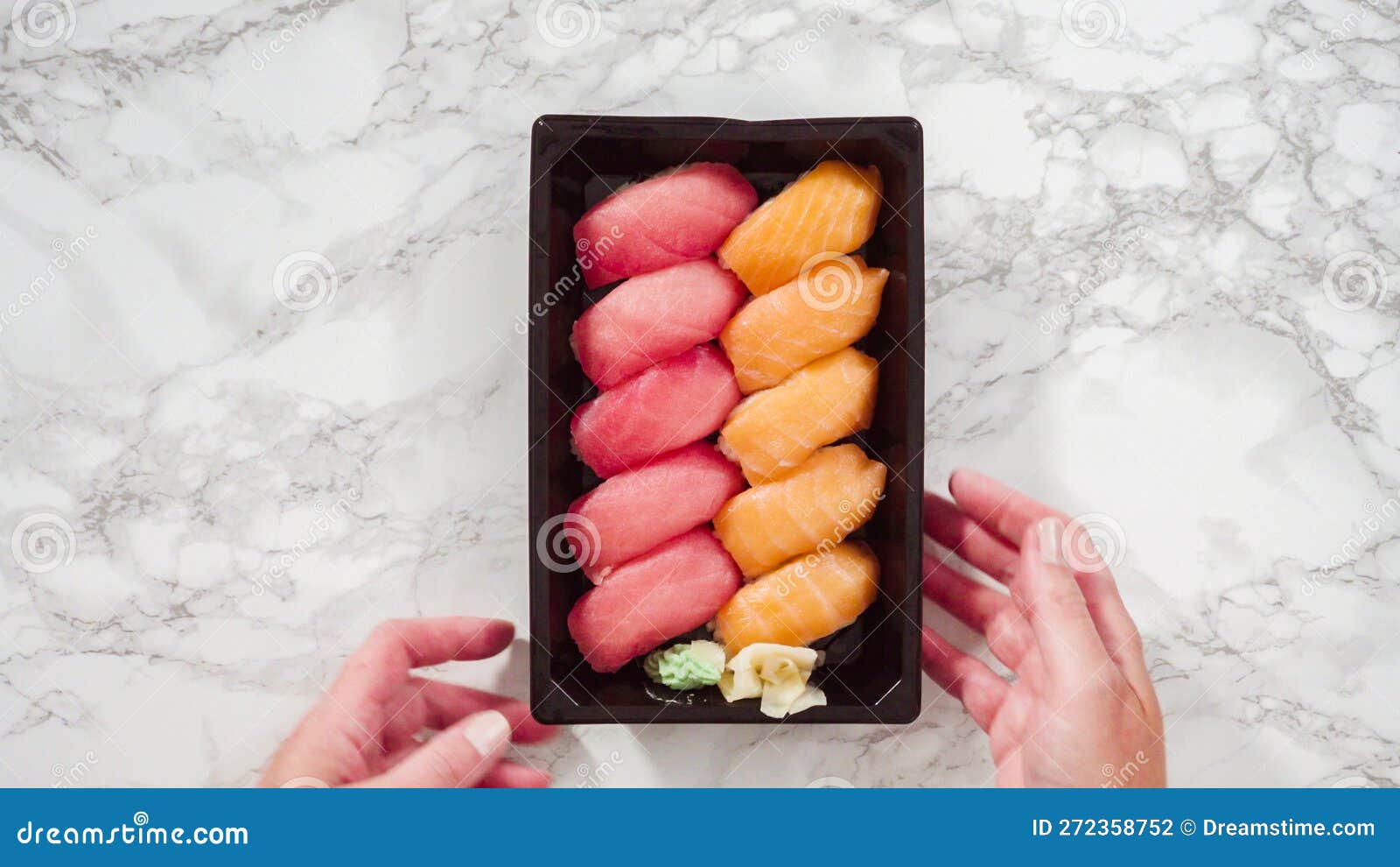 Pre-packaged sushi stock photo. Image of variety, overhead - 272358752