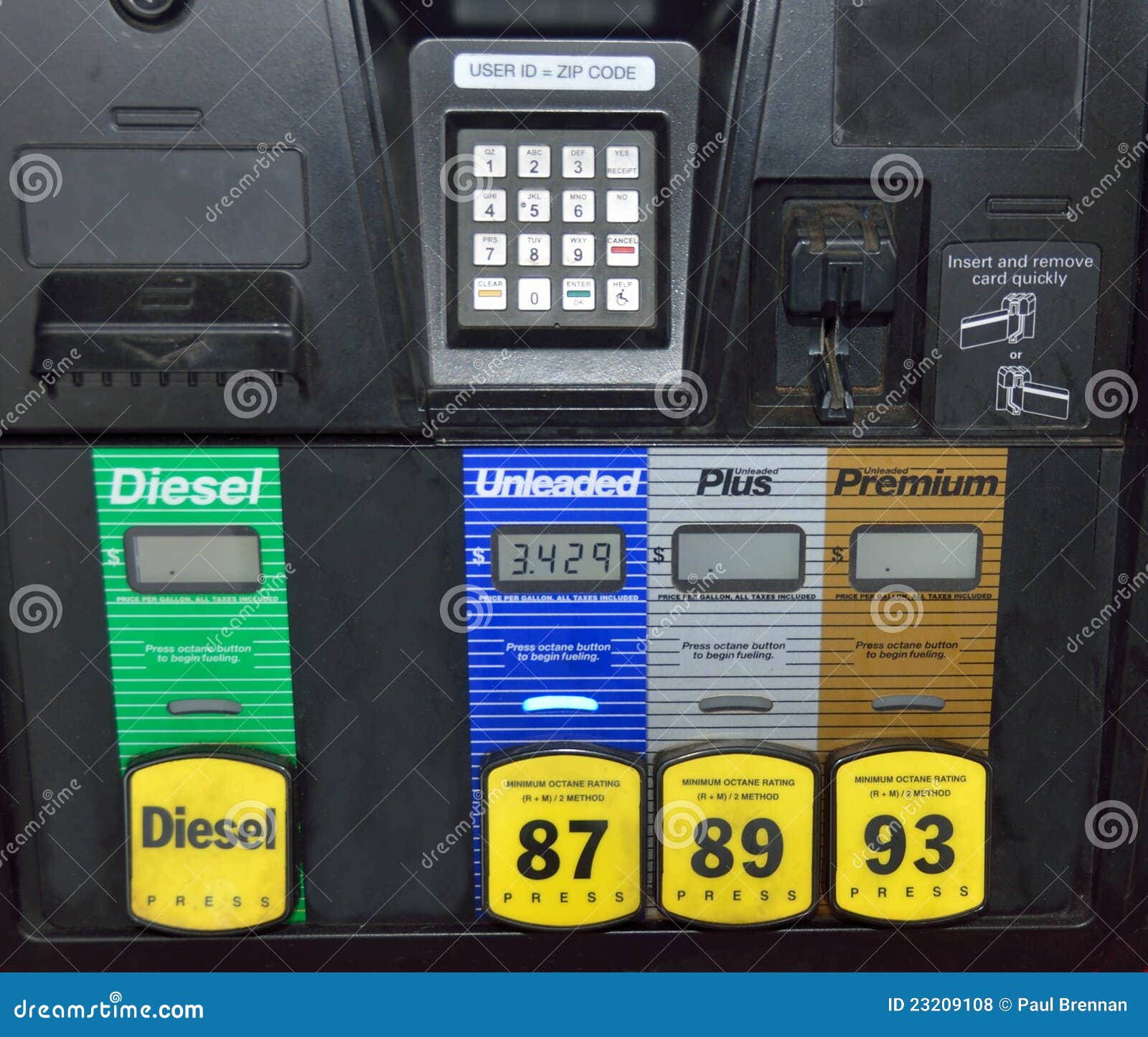 Pre-pay fuel pump stock photo. Image of premium, card - 23209108