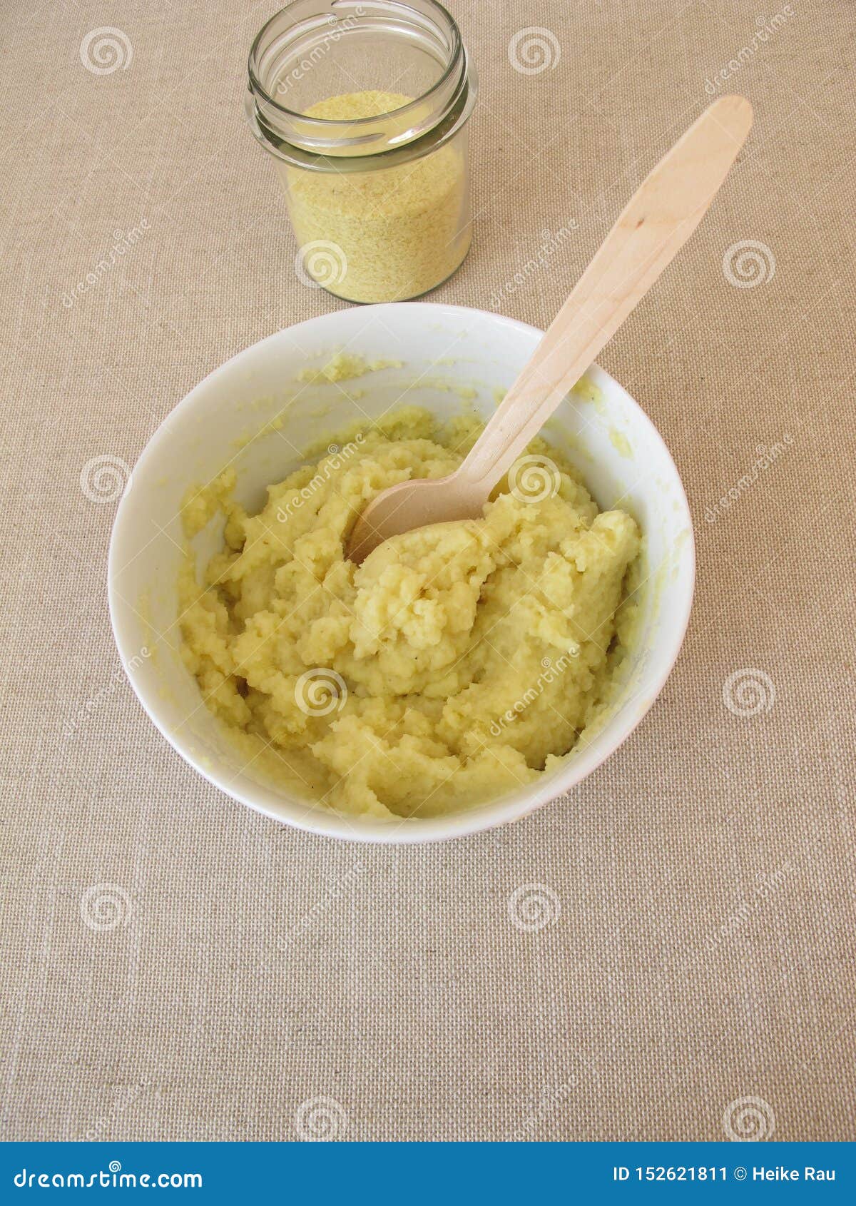 Instant Mashed Potato Powder Isolated, Potato Puree Flakes In A Plastic ...