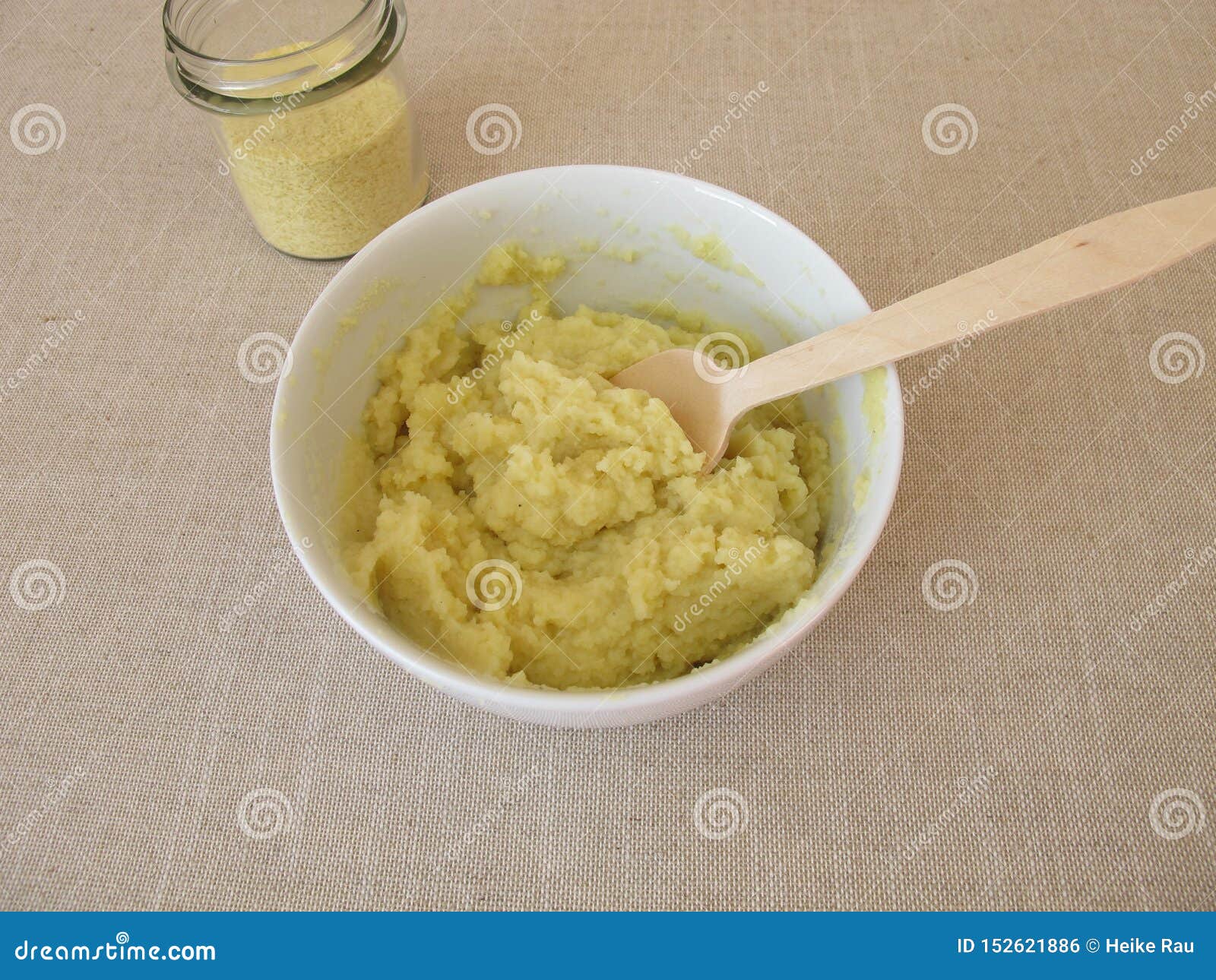 Instant Mashed Potato Powder Isolated, Potato Puree Flakes In A Plastic ...