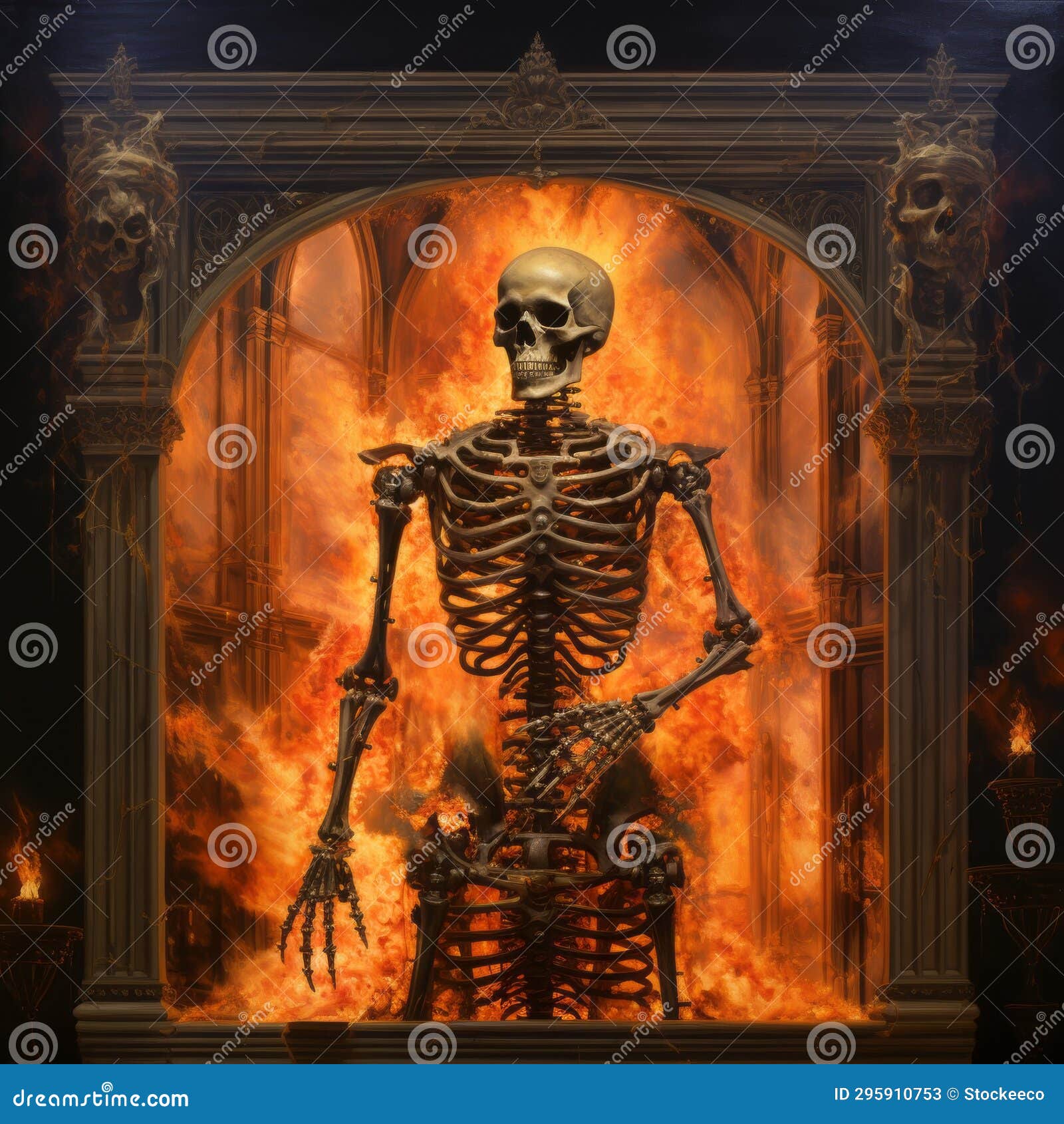 Pre-raphaelite Skeleton in Flames: Classical Figurative Realism Art ...
