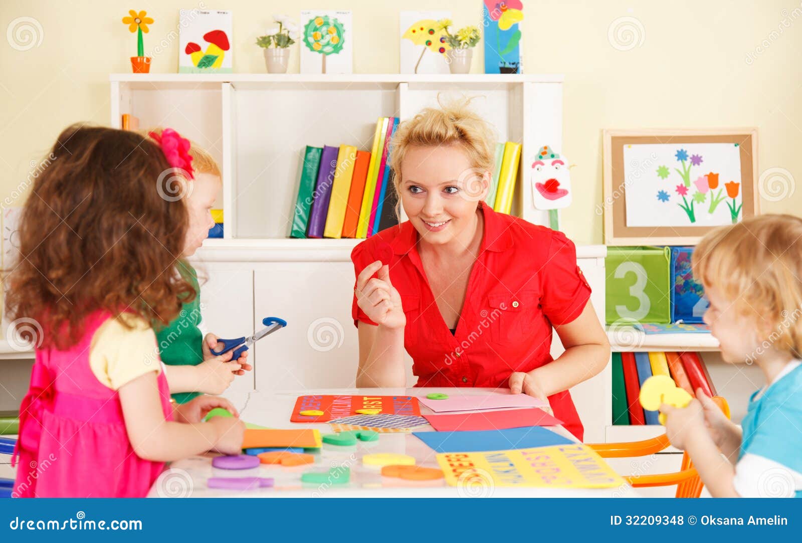 Pre-school Children in the Classroom with the Teacher Stock Photo ...