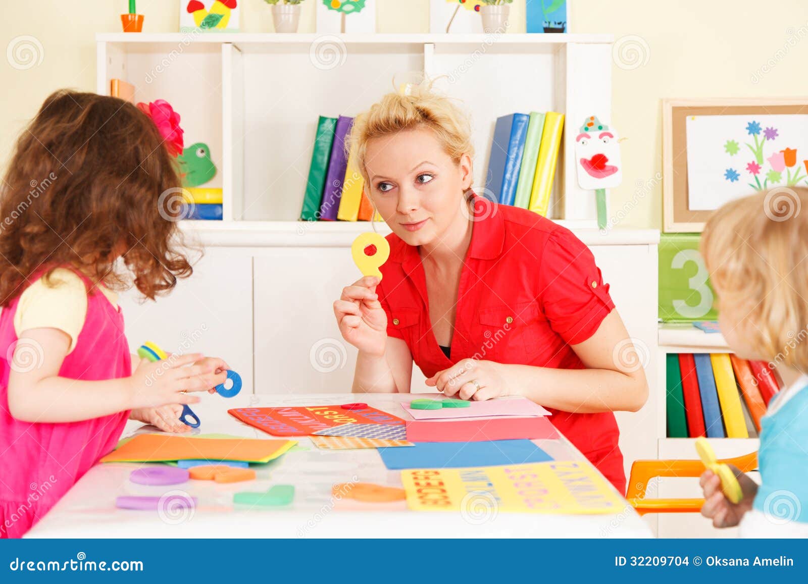 Pre-school Children in the Classroom with the Teacher Stock Photo ...