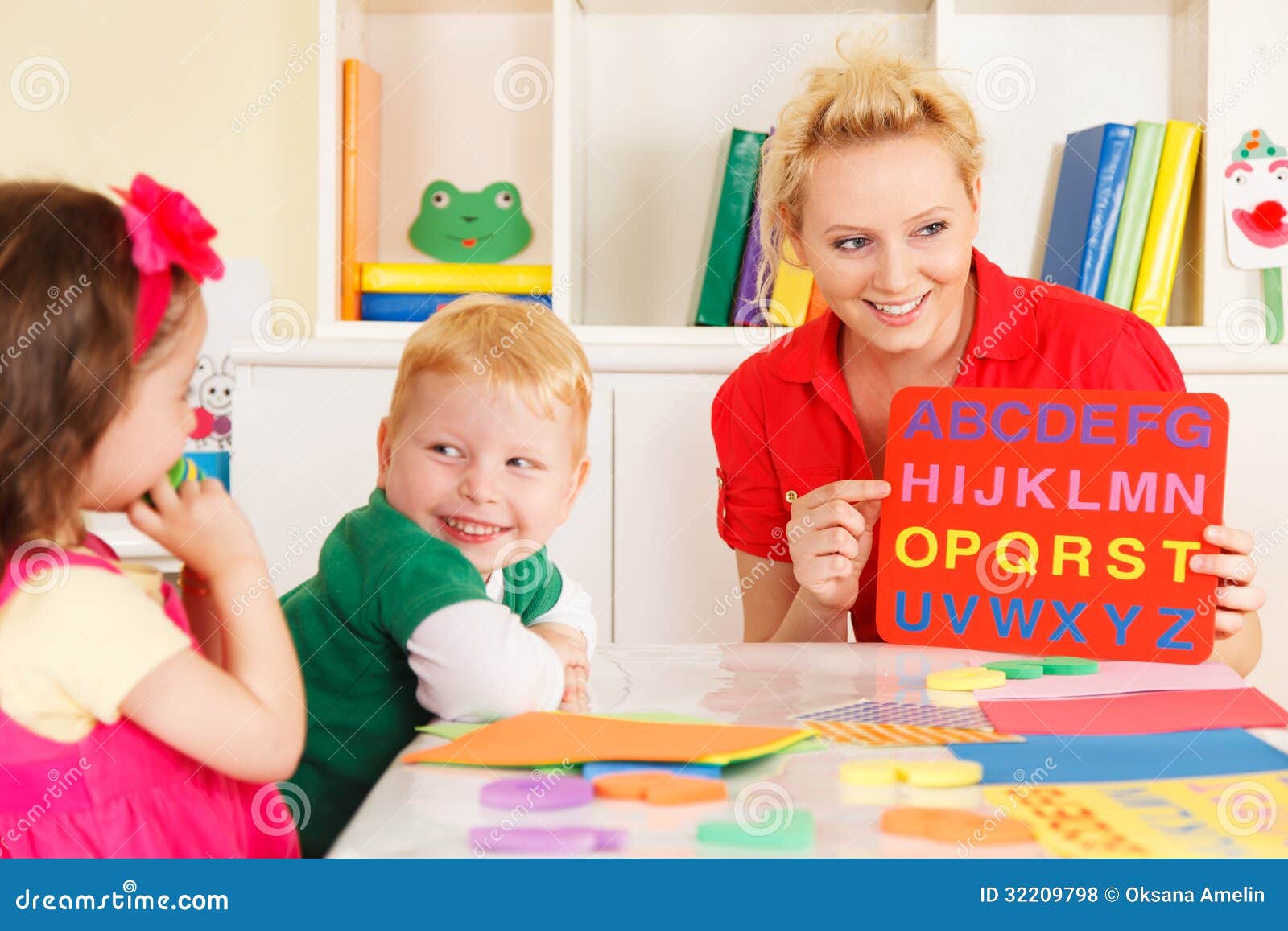 Pre-school Children In The Classroom With The Teacher Royalty Free ...