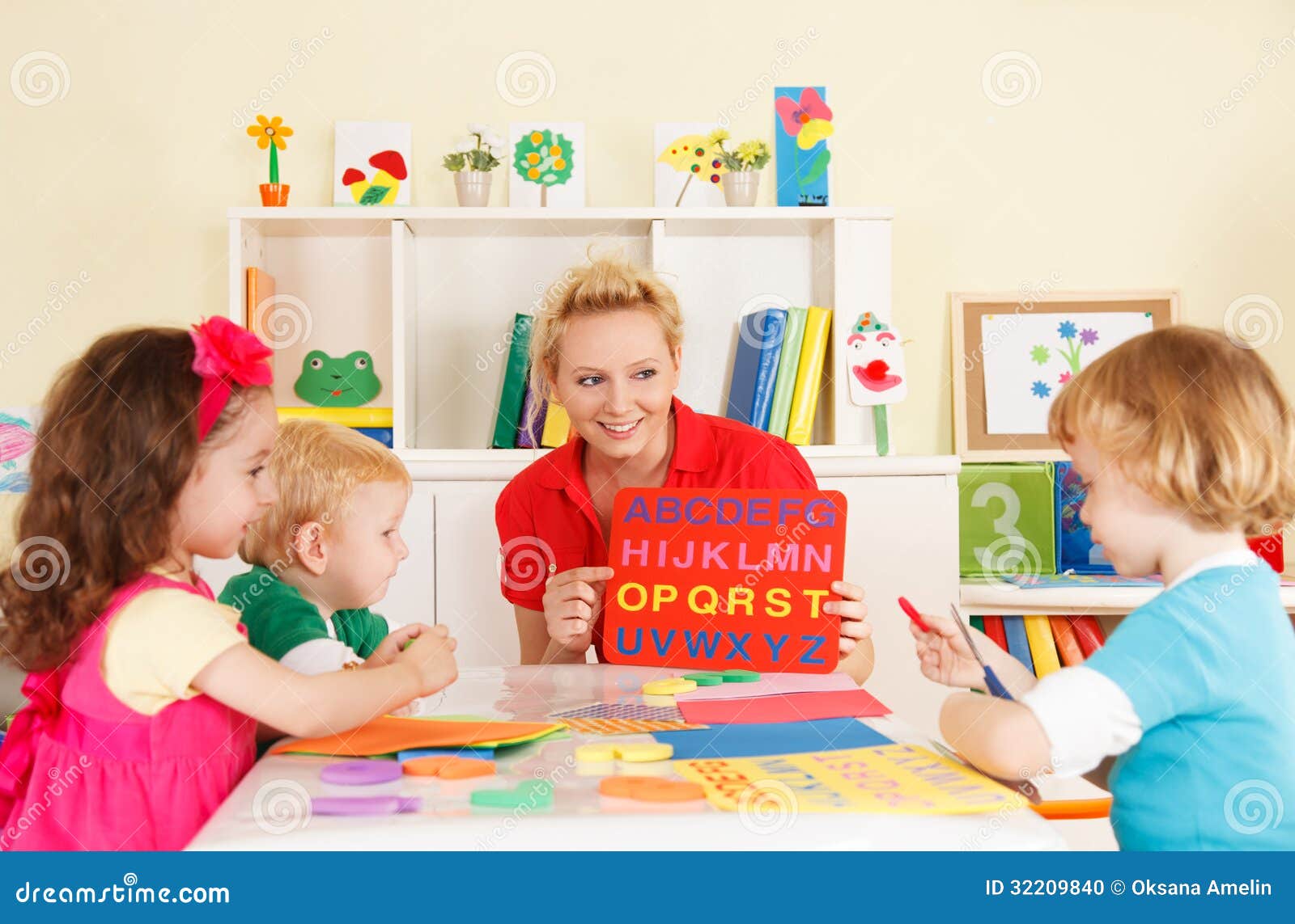 Pre-school Children In The Classroom With The Teacher Royalty-Free ...