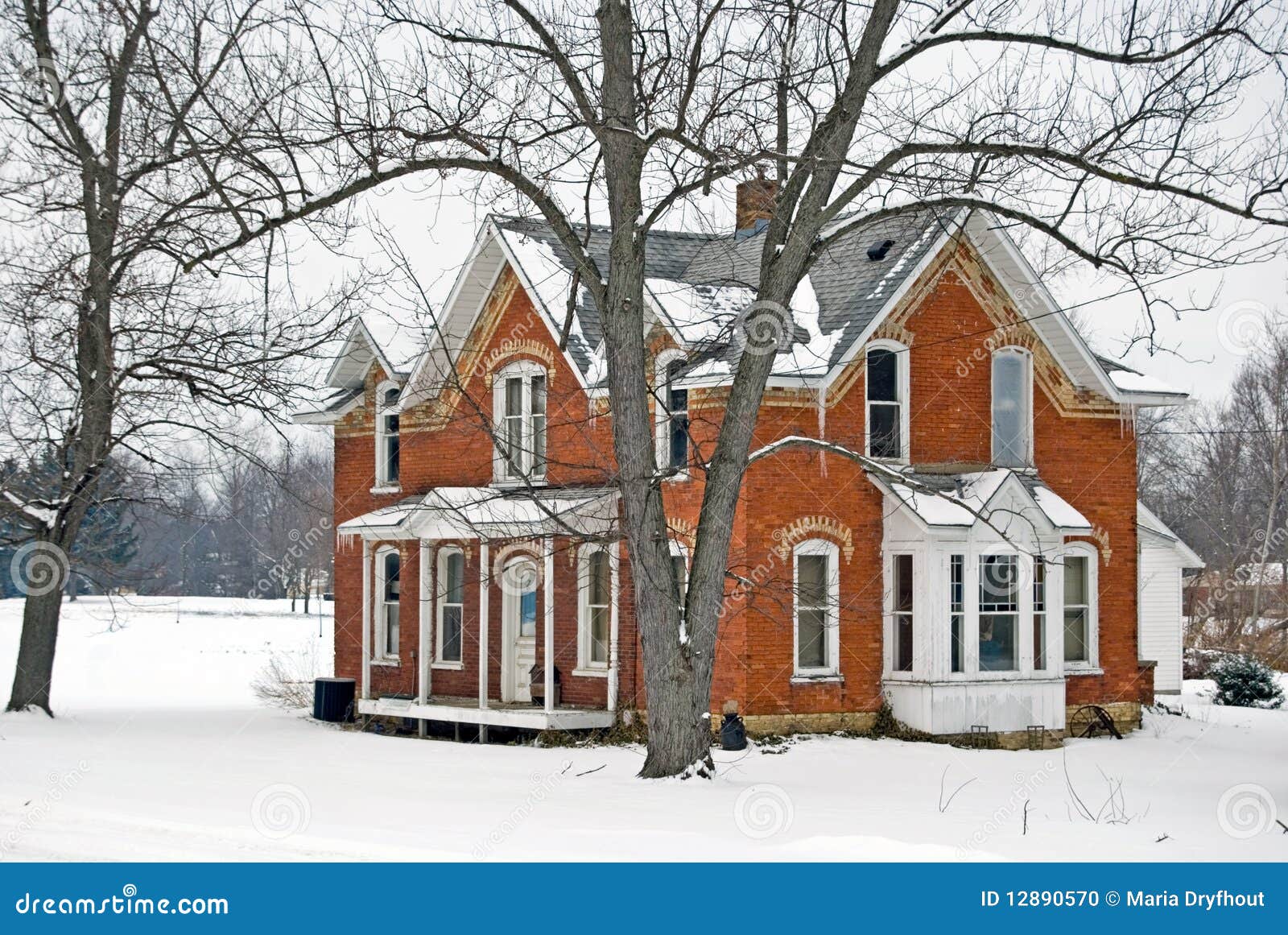 Pre-War Home stock photo. Image of exterior, brick, snowy - 12890570