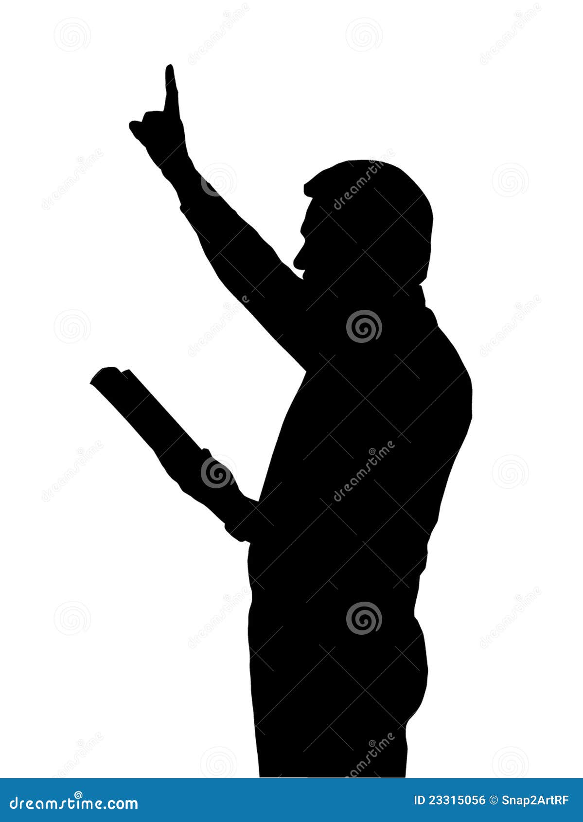 Preacher Teaching from Bible with Raised Arm Stock Vector ...
