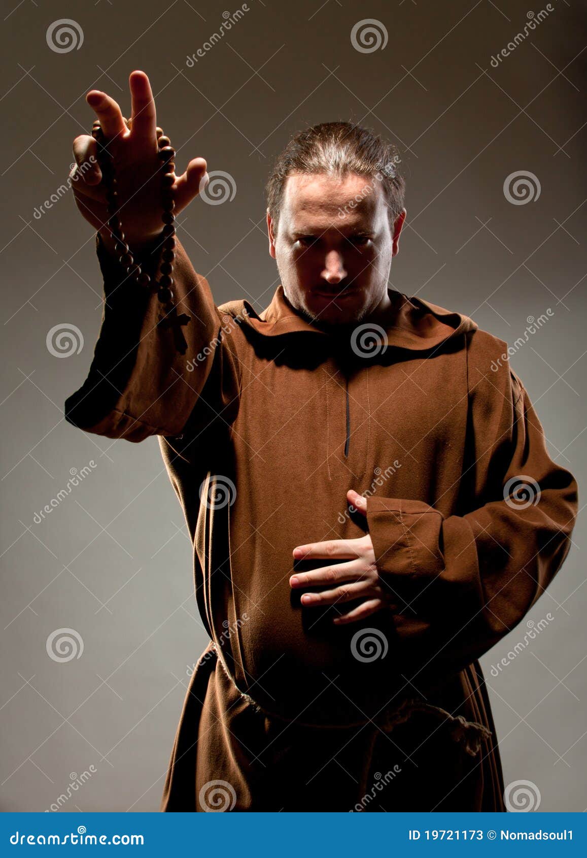 Medieval Monk With An Evil Face Reads A Prayer Stock Photo ...
