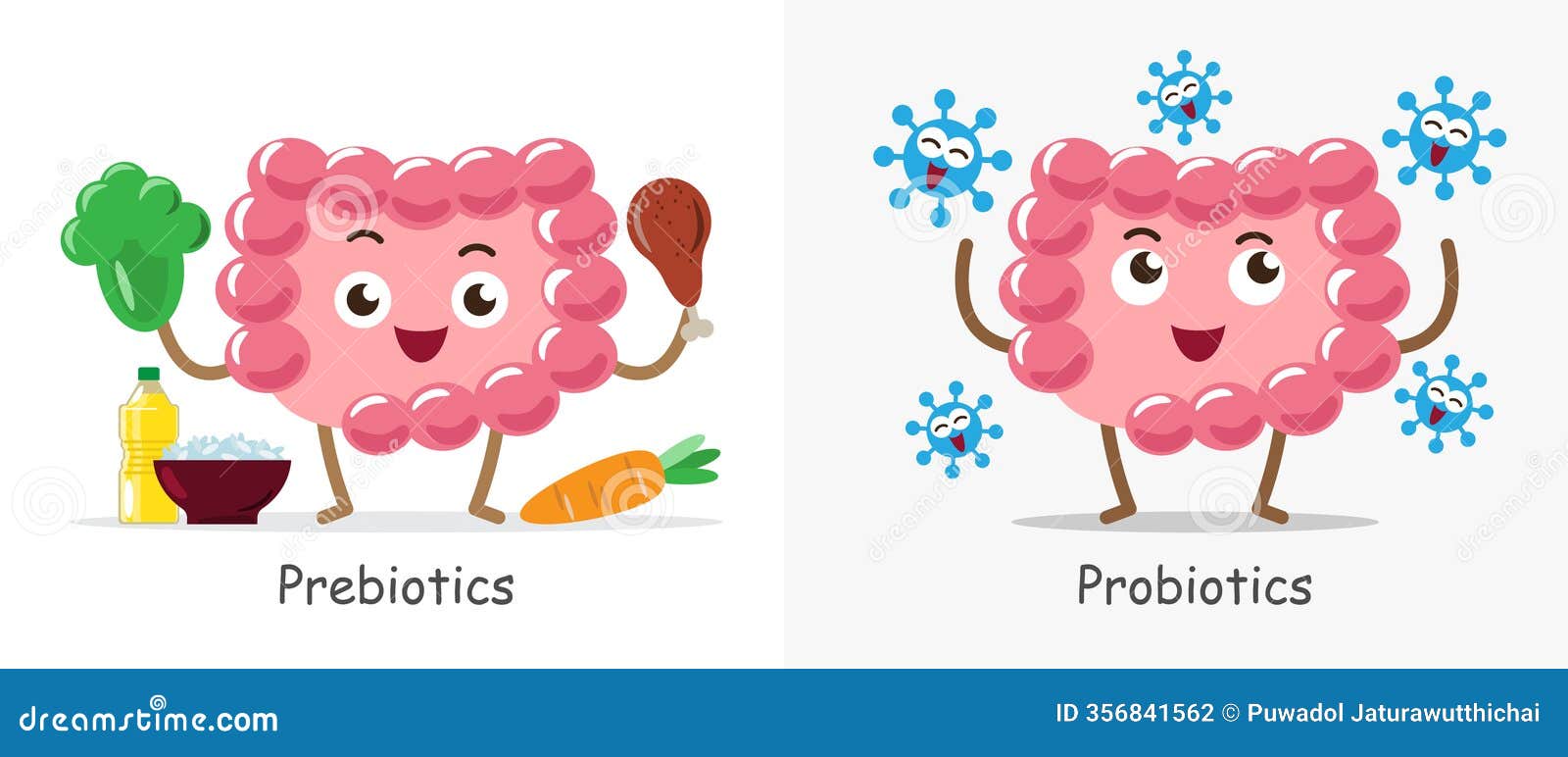 Probiotics Cartoon Icons Infographics Vector Illustration ...