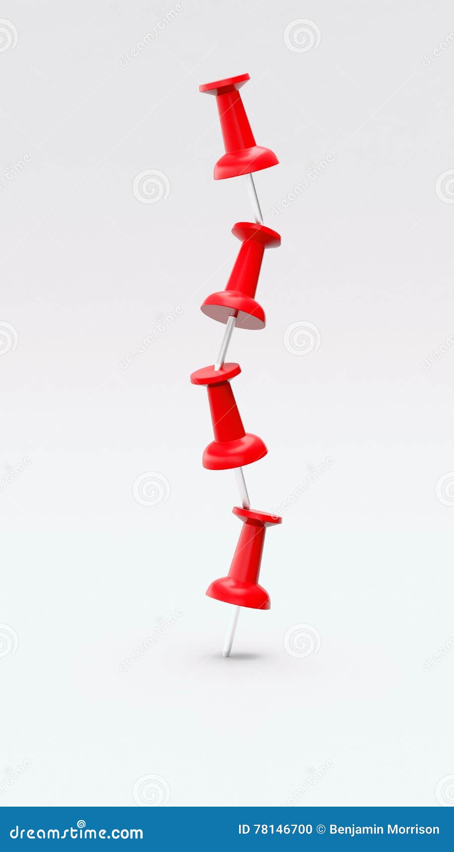 Precarious Stack of Red Thumbtacks Stock Illustration - Illustration of ...