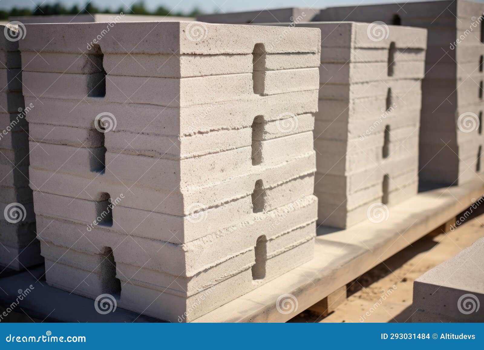 Precast Aerated Concrete Blocks Stacked Together Stock Photo - Image of ...