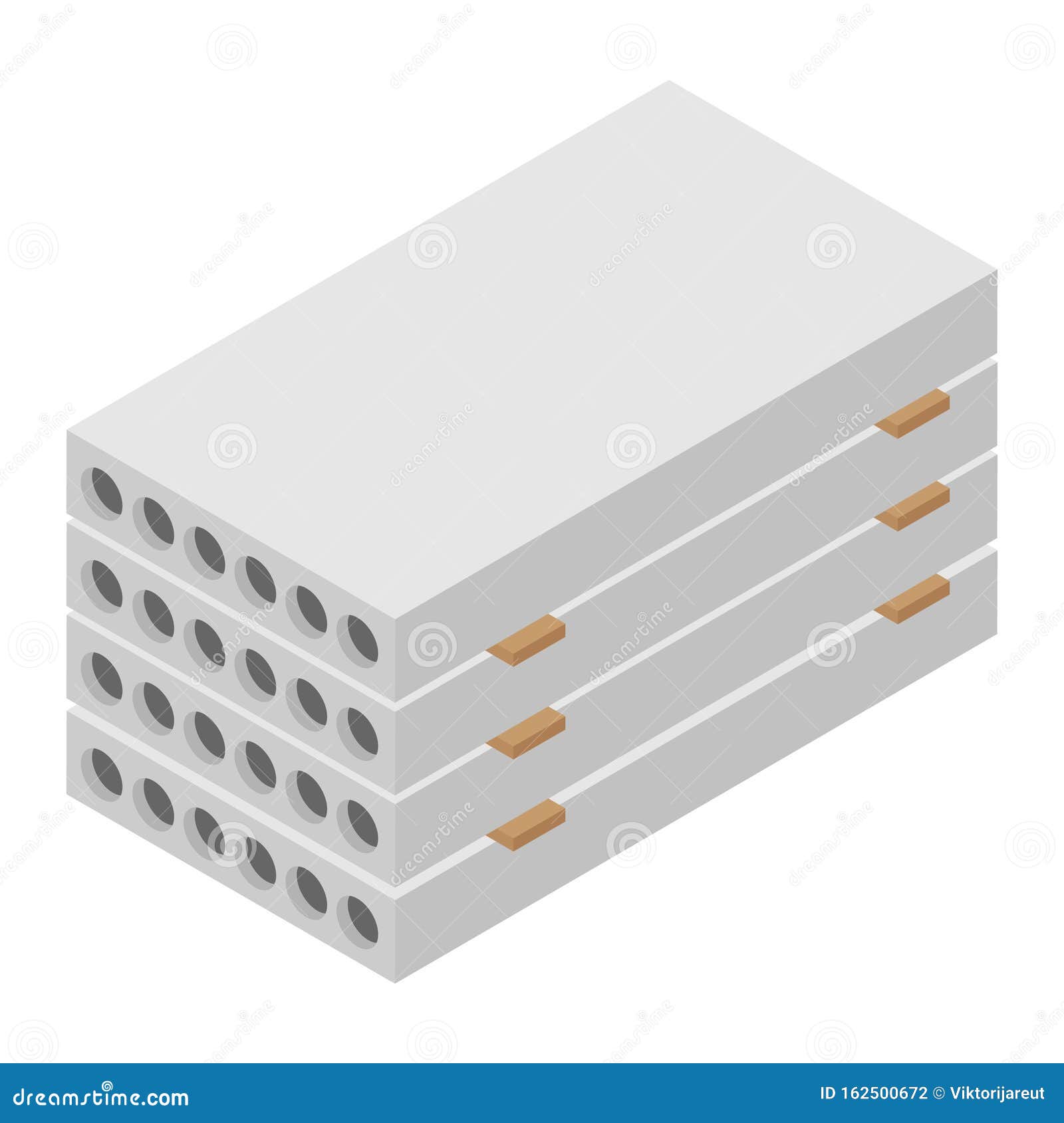Precast Concrete Solid Block Isometric View Isolated on White Background Stock Illustration ...