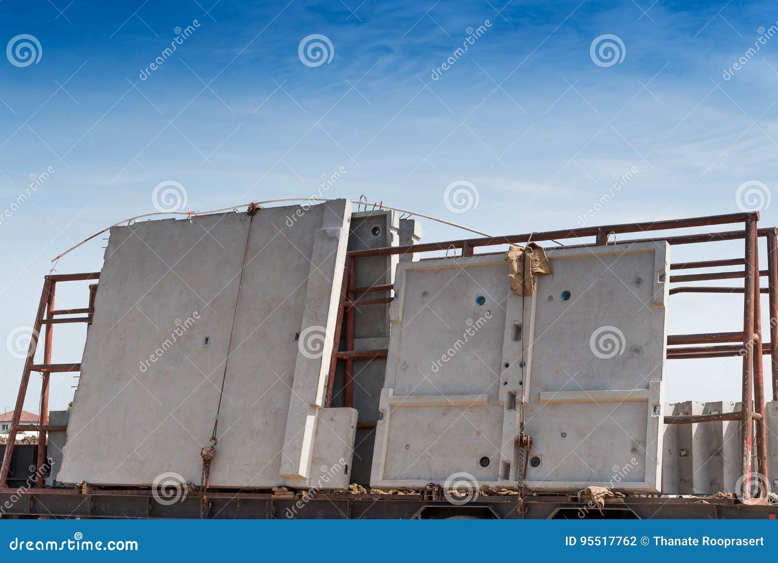 Precast Concrete Wall Panel on the Trailer. Stock Photo - Image of ...