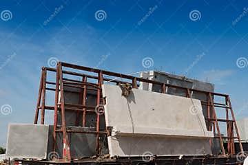 Precast Concrete Wall Panel on the Trailer. Stock Photo - Image of ...