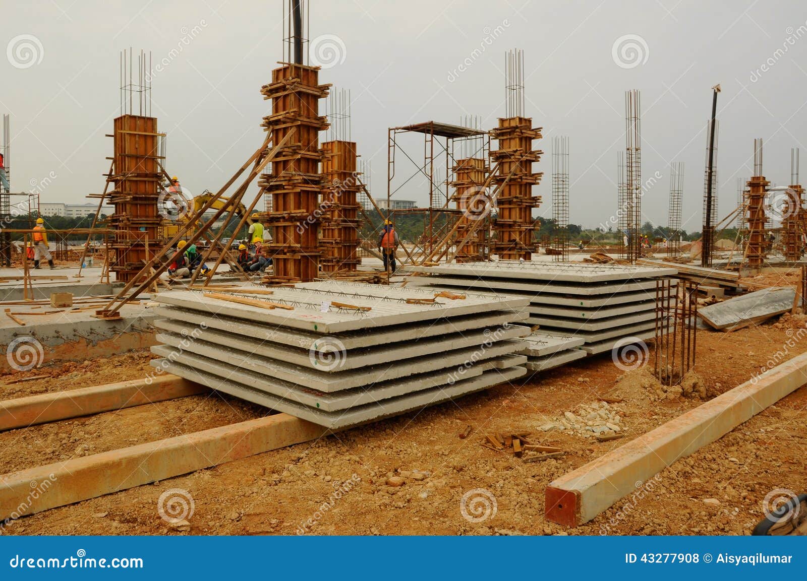 Precast Half Slab Floor Panel Editorial Stock Photo - Image of helmet ...