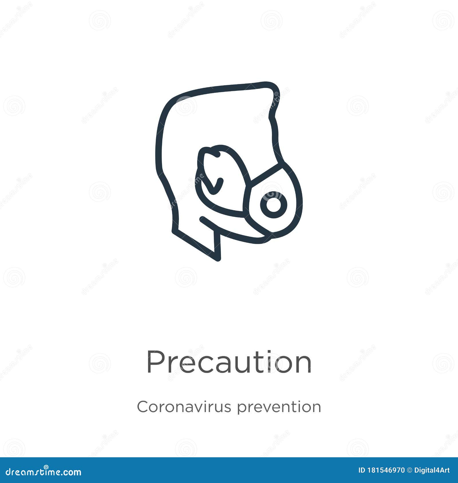 Precaution Icon. Thin Linear Precaution Outline Icon Isolated on White ...