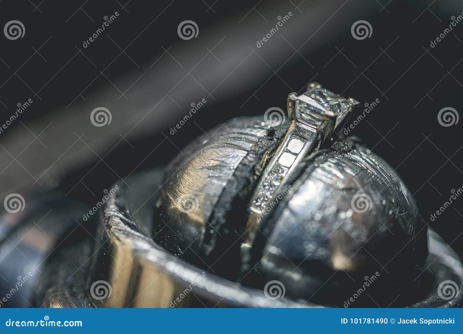 Precious Diamond Ring in Vice Stock Photo - Image of gold, metal: 101781490