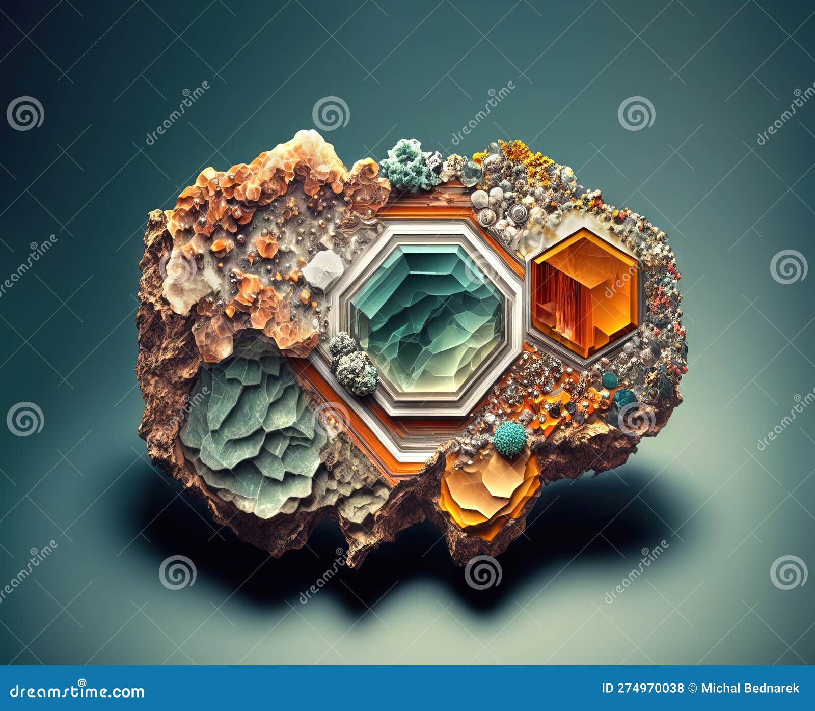 Precious Gem Artifact with Jewels and Crystals. Generative AI Stock ...