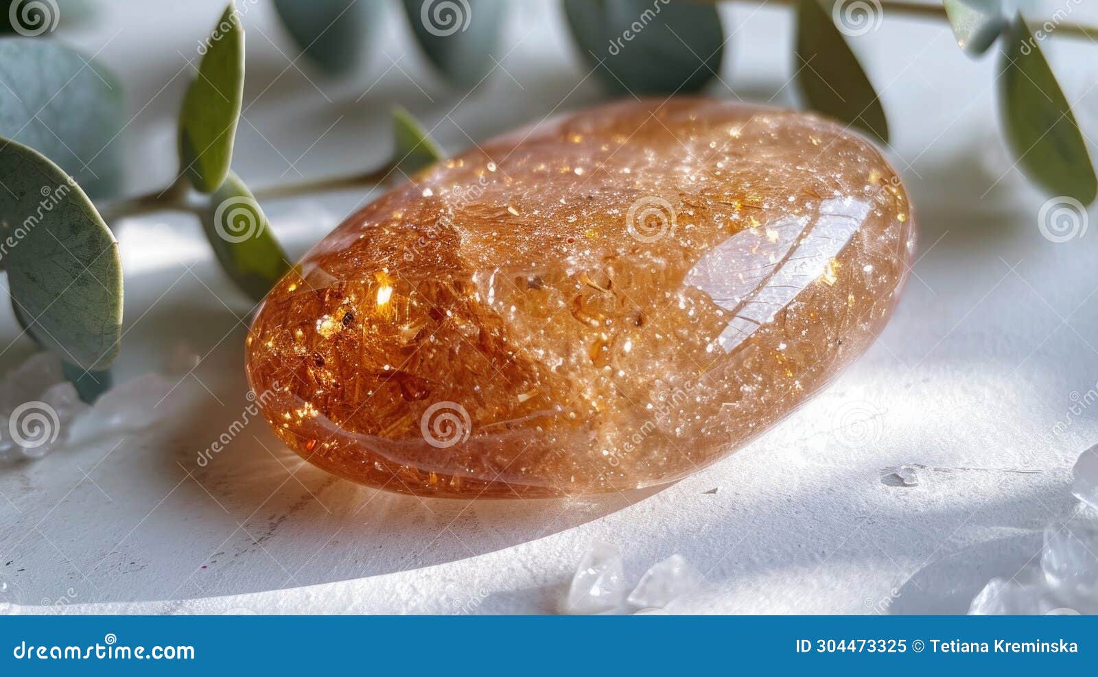 Precious Gemstone Sunstone on White Background Stock Image - Image of ...