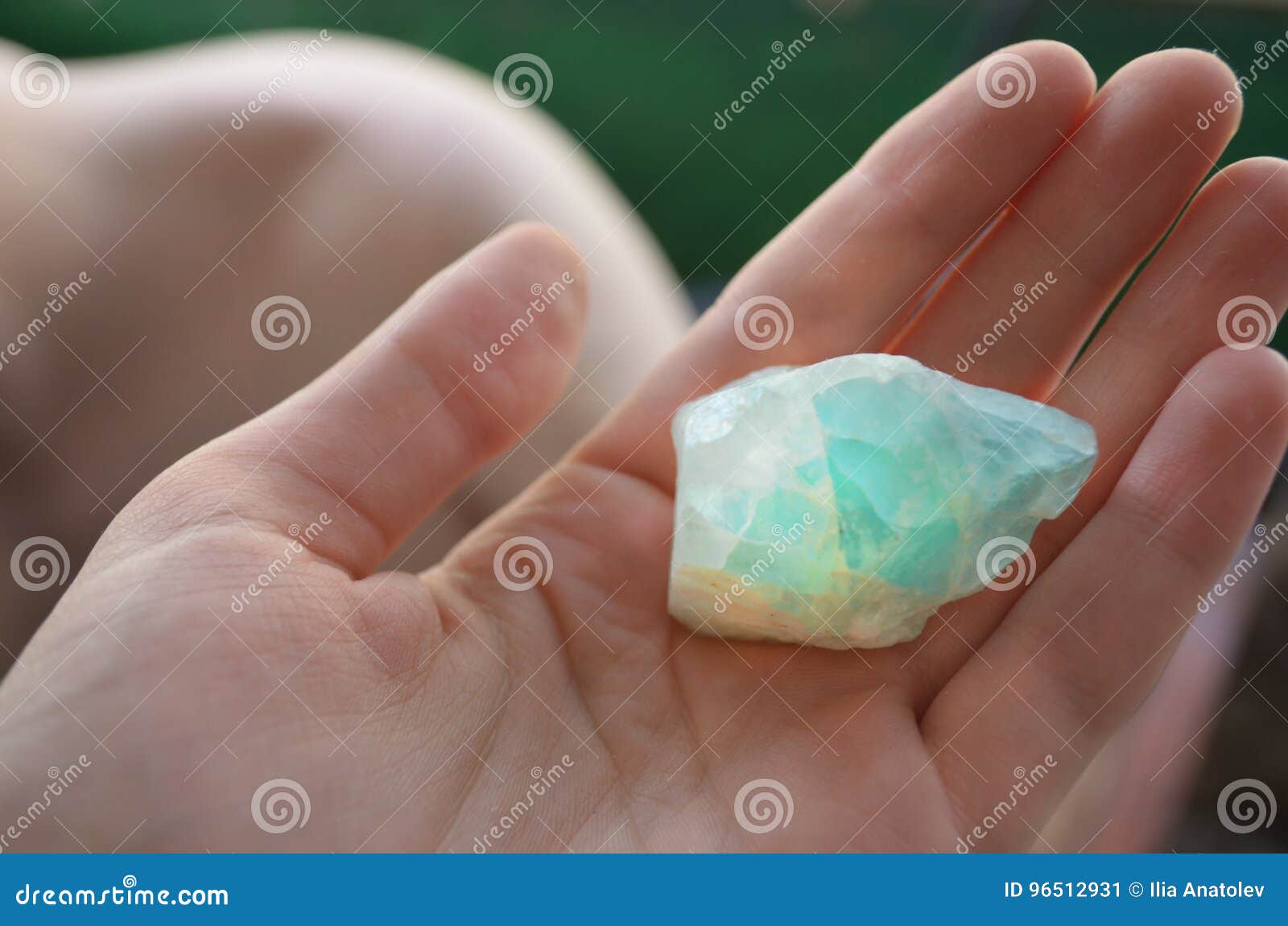 Precious Stone, Magic Blue Cristal in Hand, Mineral Stock Image - Image ...